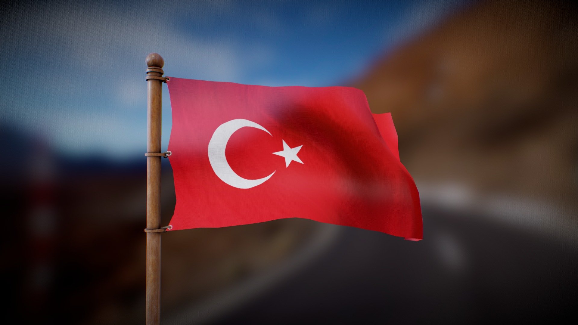 Flag of Turkey - Wind Animated Loop - Buy Royalty Free 3D model by ...