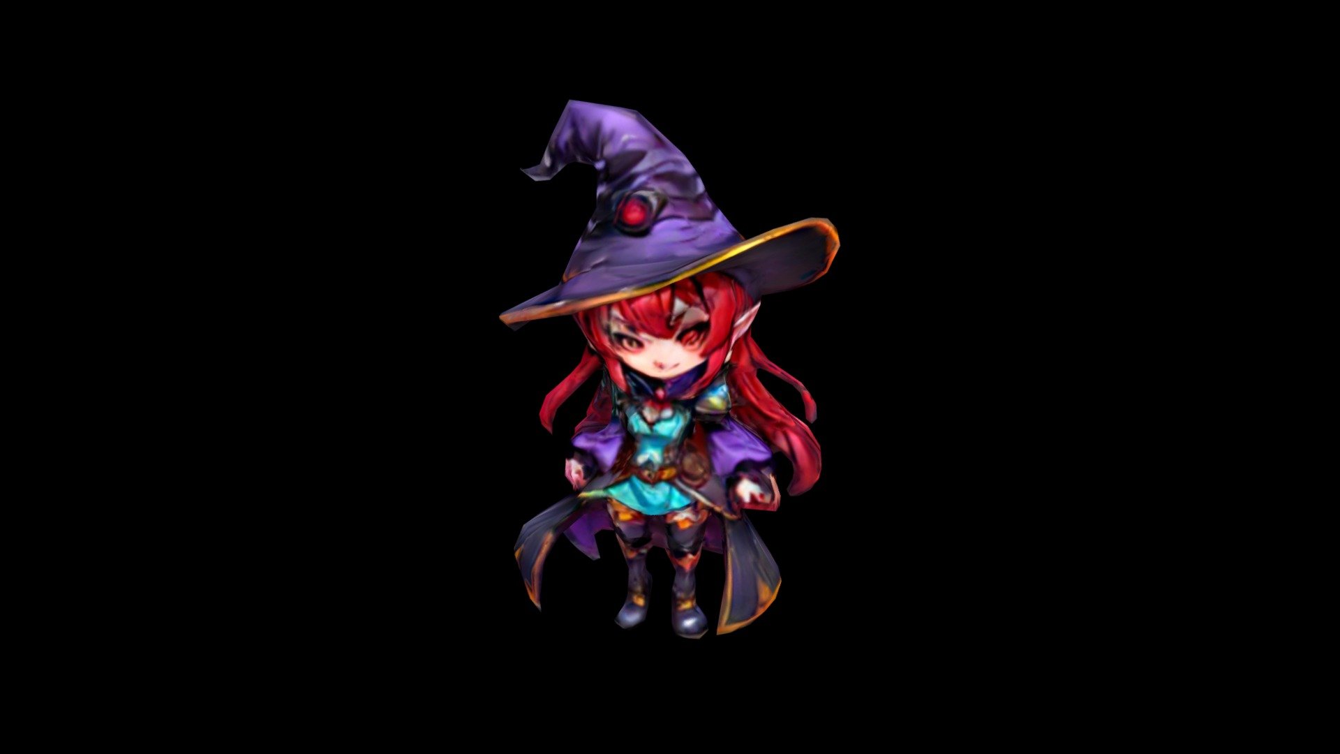 A female wizard with red hair and a pointed hat - Download Free 3D ...