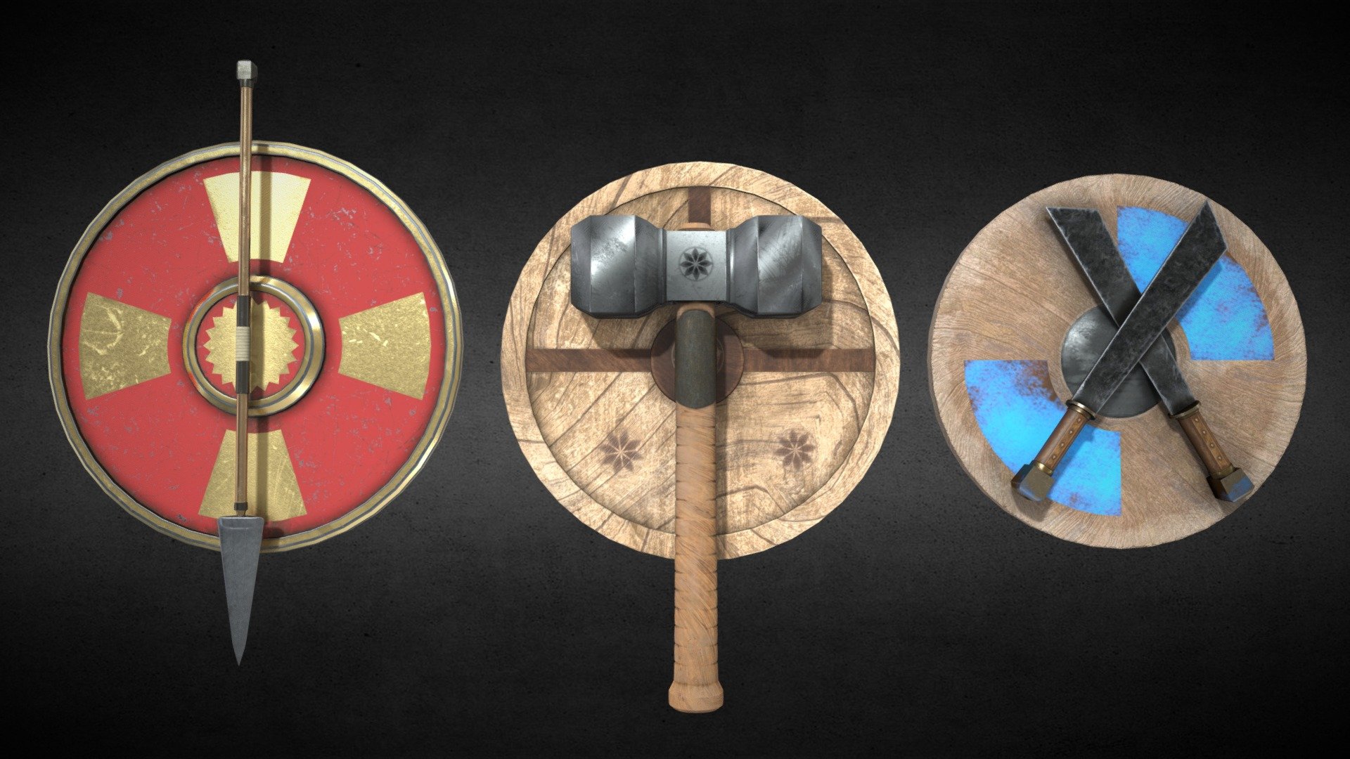 Weapons and Shields Set - Download Free 3D model by TopboyXO [858430f ...