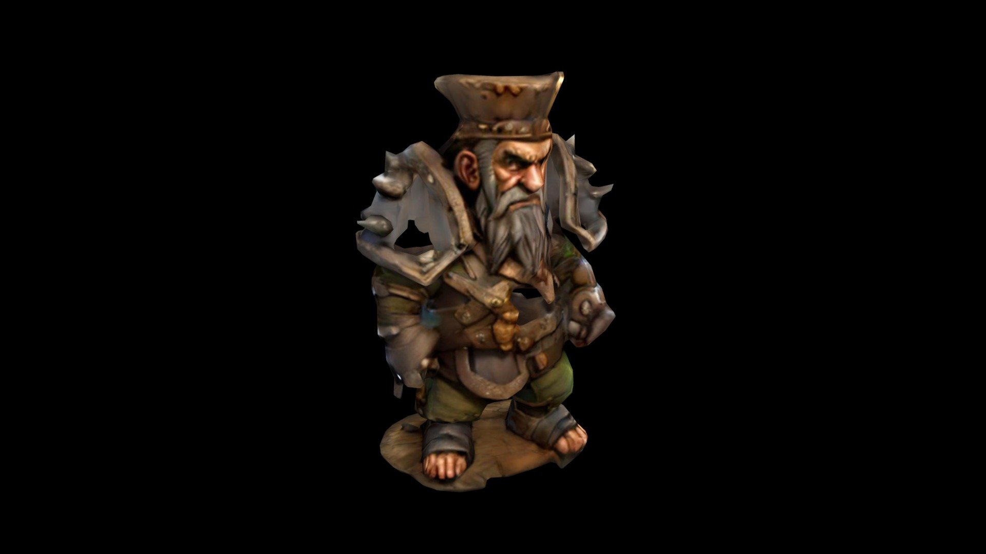Dwarf warrior with beard and crown in full armor - Download Free 3D ...