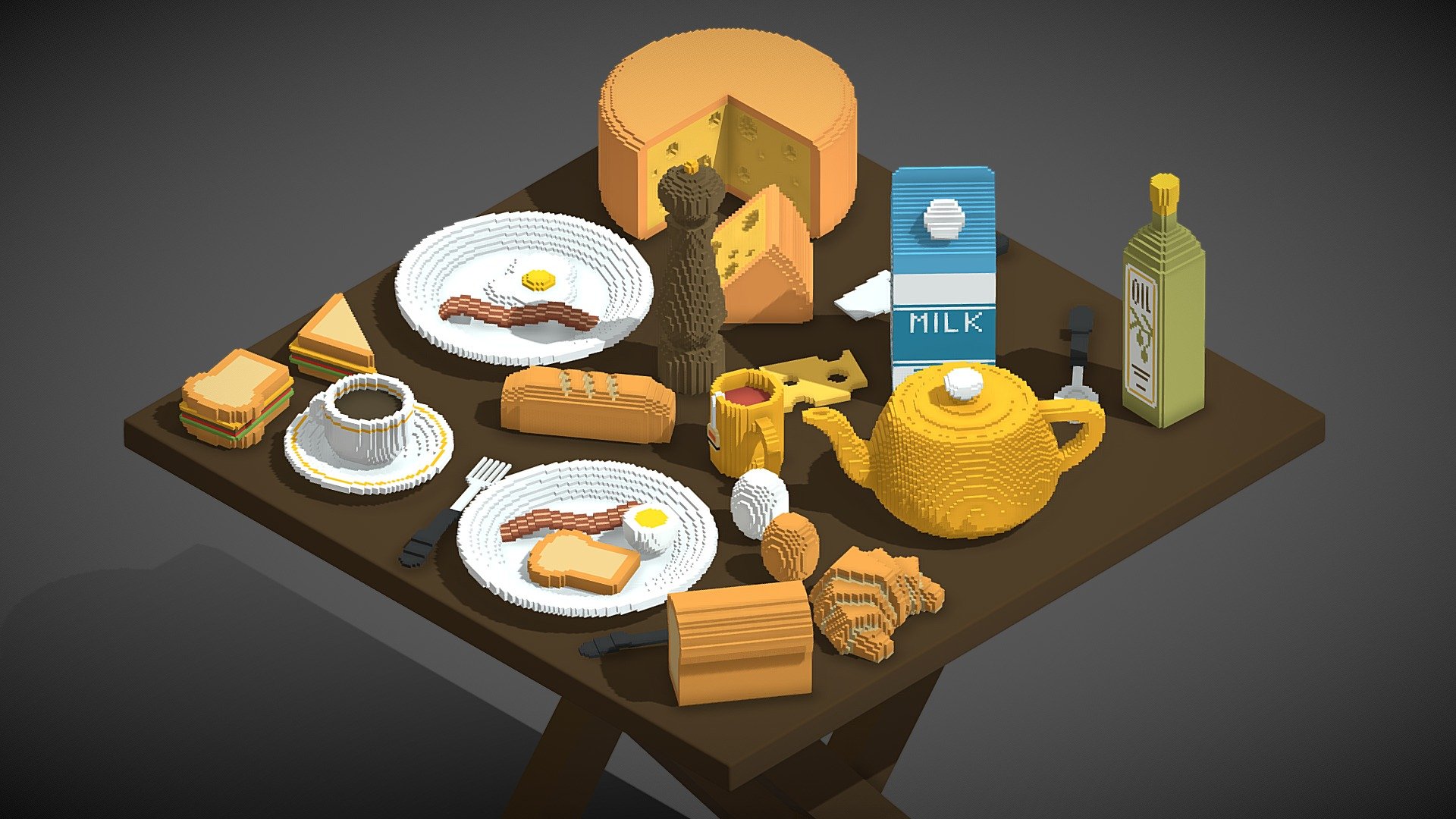 Voxel Breakfast (26 Items) - Buy Royalty Free 3D model by SHUBBAK3D ...