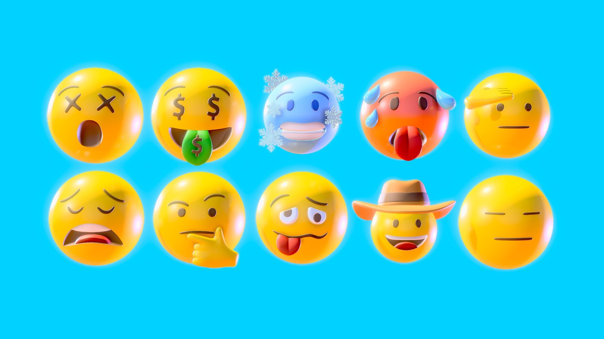 10 Emoticon Yellow Ball Pack Part 4 - Buy Royalty Free 3D model by ...