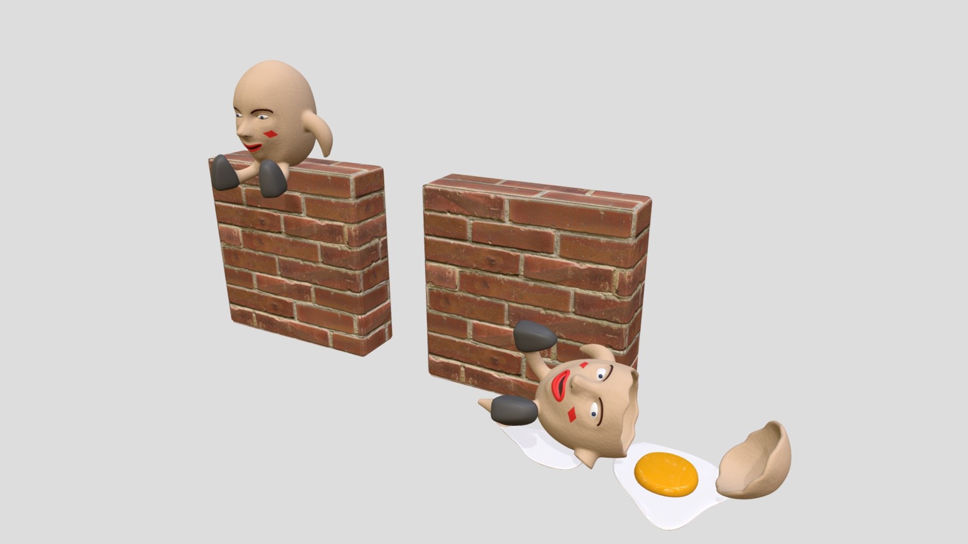 Week 4 food: The egg that fell of the wall - Download Free 3D model by ...