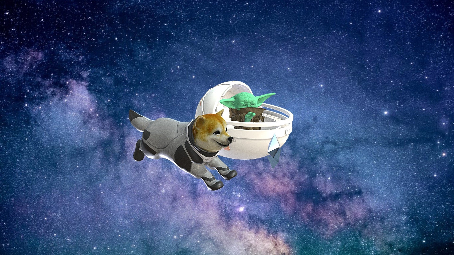 SpaceX Feisty Doge with Grogu - 3D model by Feisty Doge (@feistydoge) [85af9bb] - Sketchfab