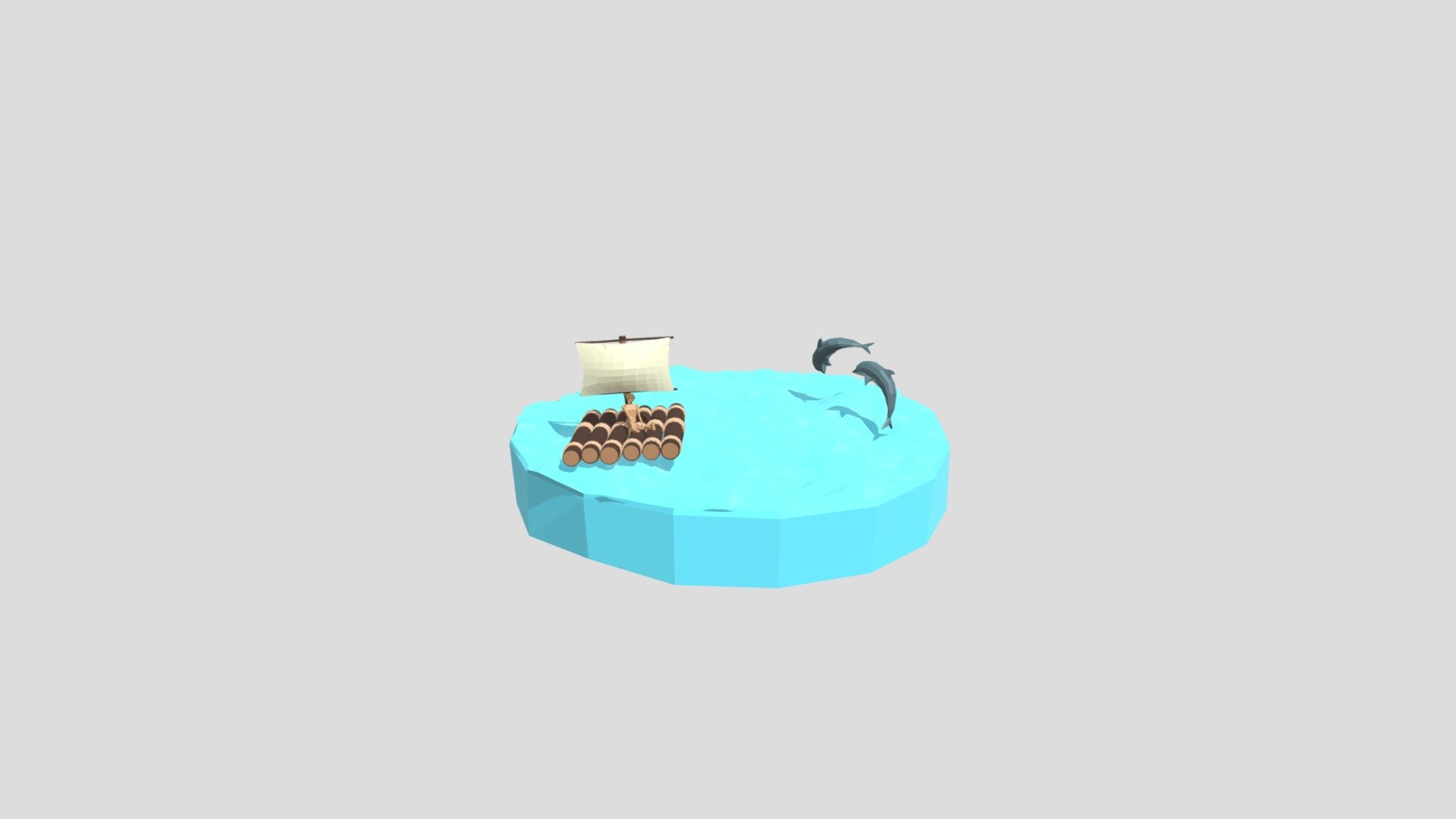 Raft In The Sea - 3D model by mathieumas [85bc9fb] - Sketchfab