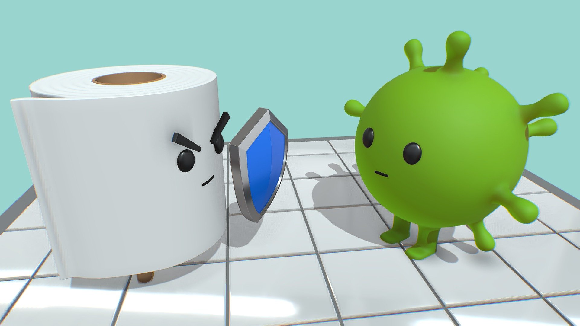 Toilet Paper vs Coronavirus (Covid-19) - Buy Royalty Free 3D model by ...