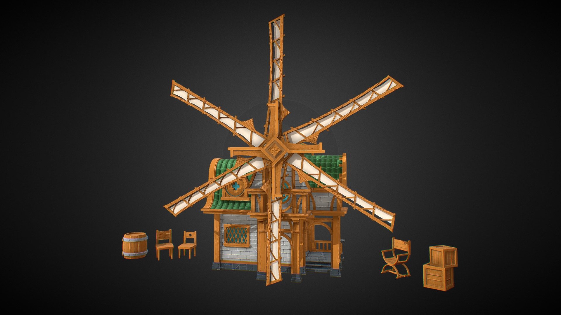 Windmill Stylized 3D Model - 3D model by cozy.worlds [85ce1ee] - Sketchfab