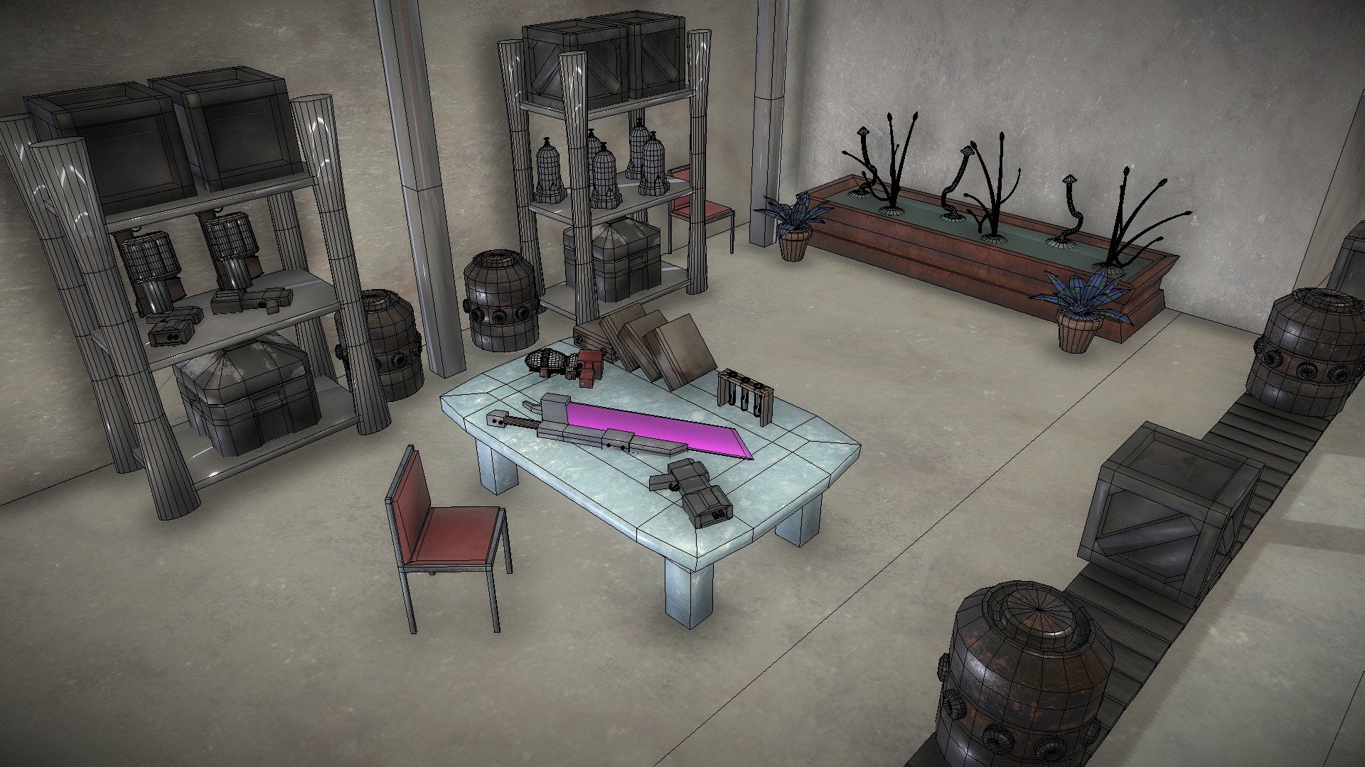 Alien Warehouse Scene - 3D model by alexisbest [85fb712] - Sketchfab