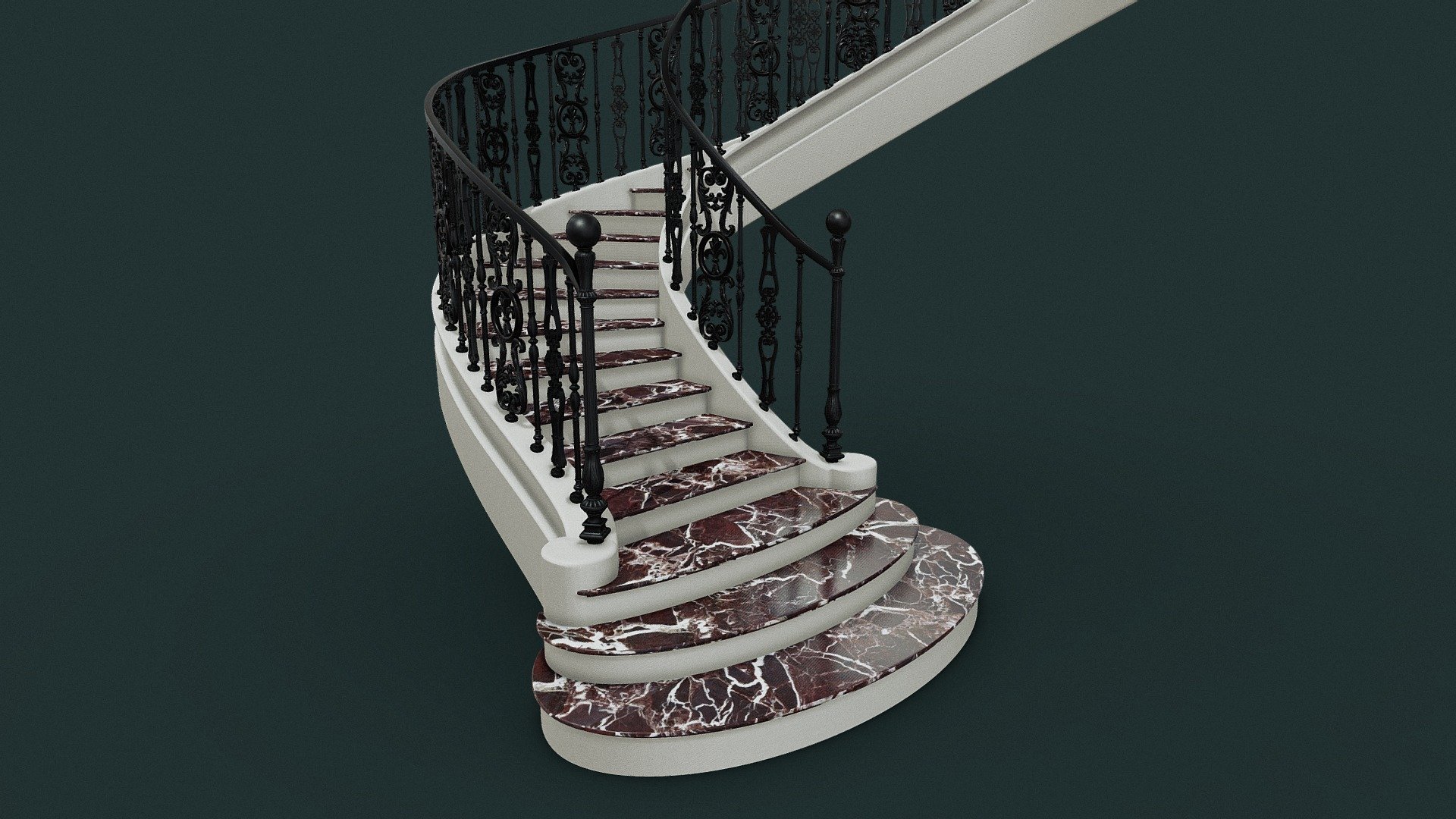 Stairs wrought iron railings - Download Free 3D model by vasycrukov ...