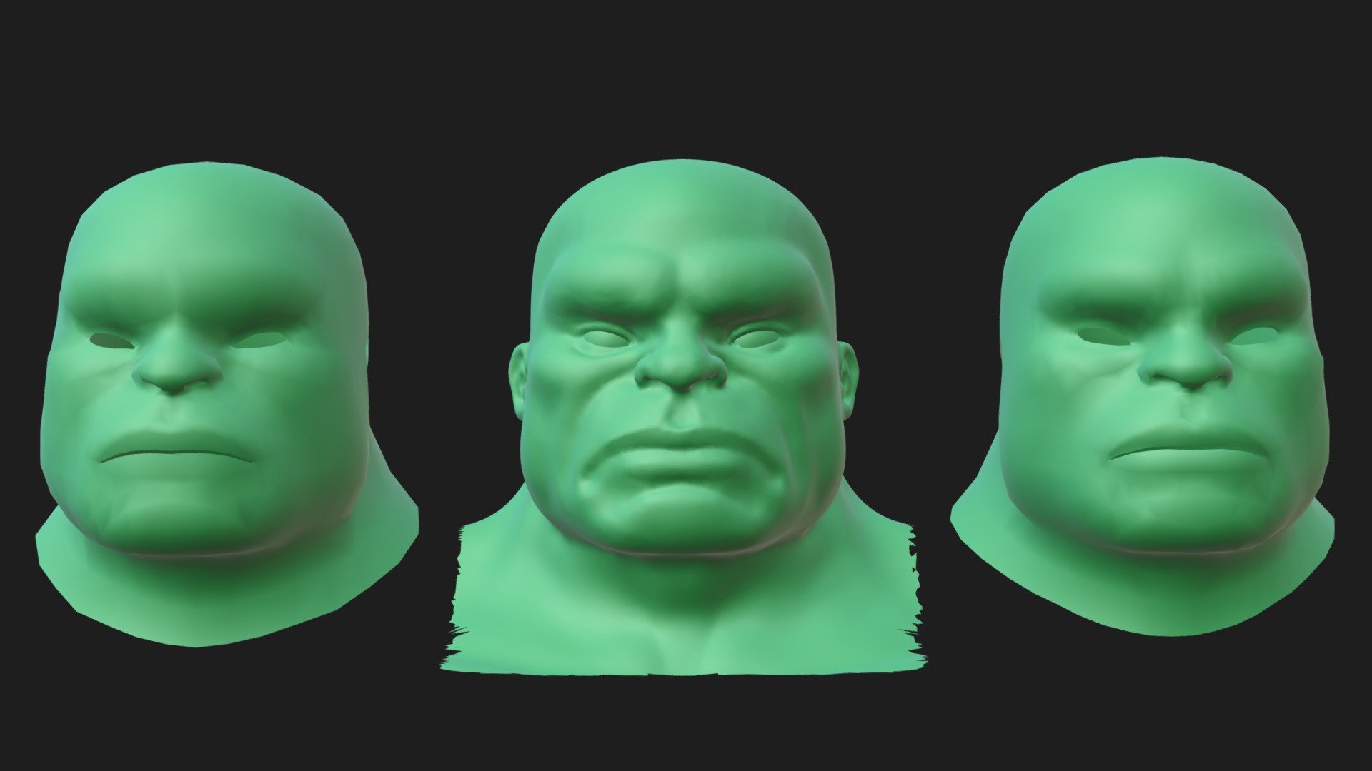 Hulk Face Retopology - High and Low - Buy Royalty Free 3D model by ...