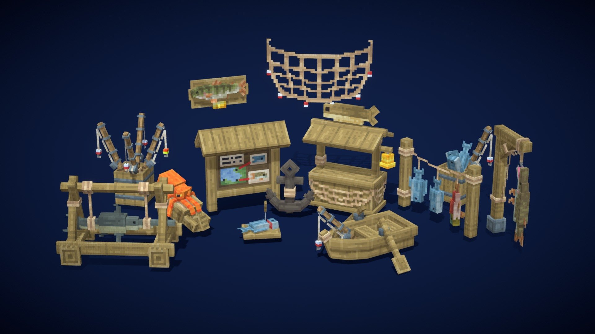 Fishing Furniture Set - MCModels - 3D model by LZBlocks [8616a55] - Sketchfab