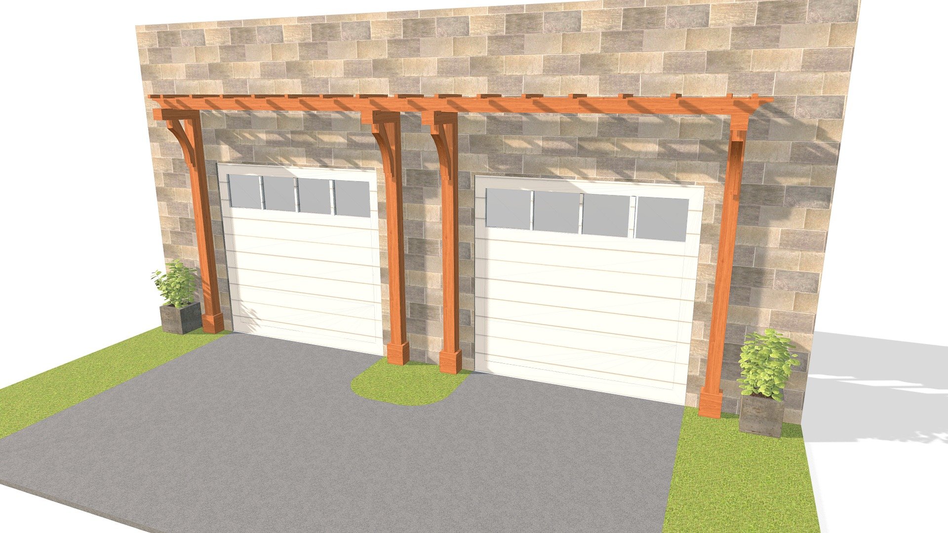 Custom Garage Arbor Kits 24" L x 23'-4" W - 3D model by Forever Redwood ...