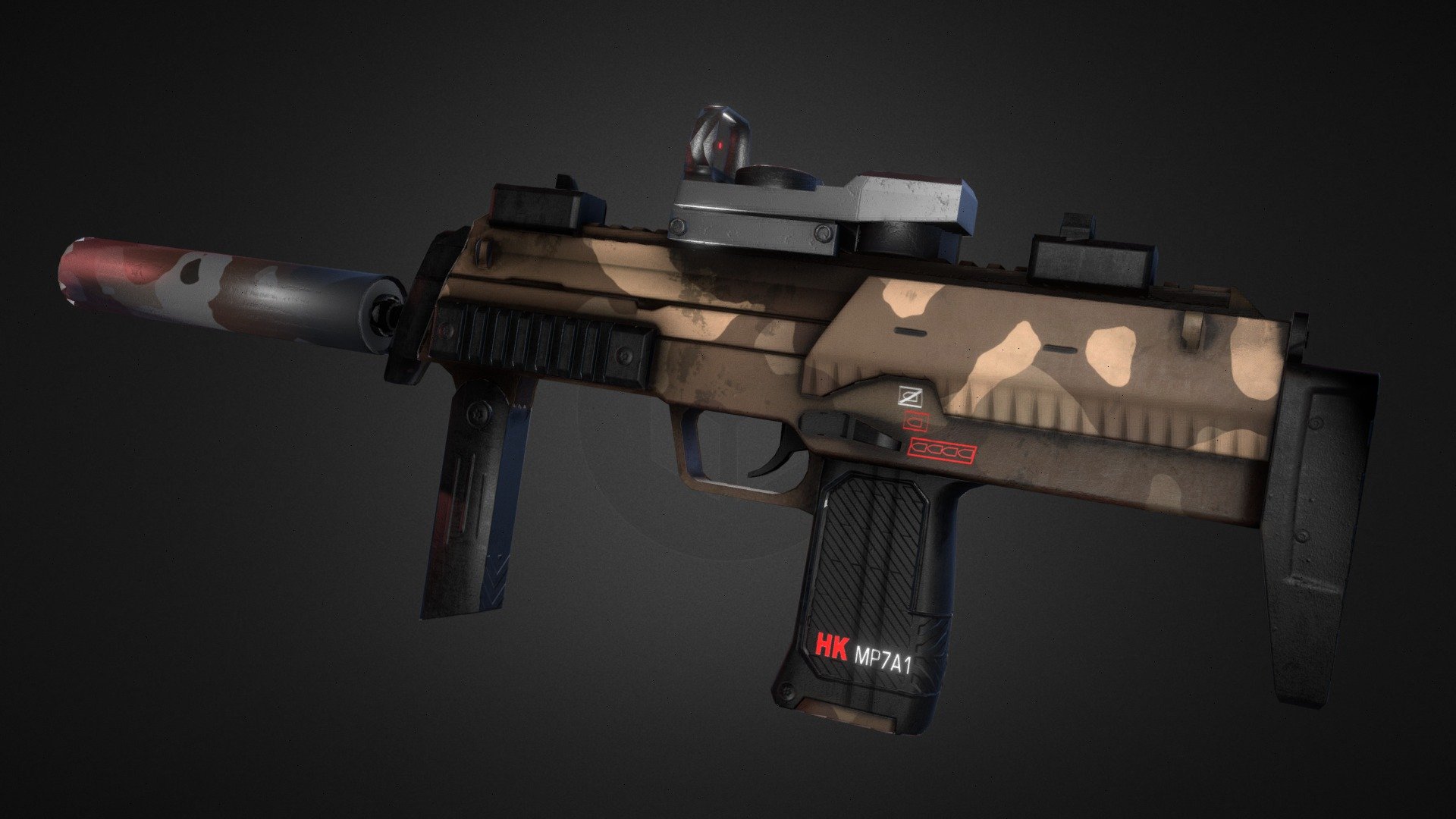 Low Poly MP7 A1 Custom Camouflage - H&k - Buy Royalty Free 3D model by ...