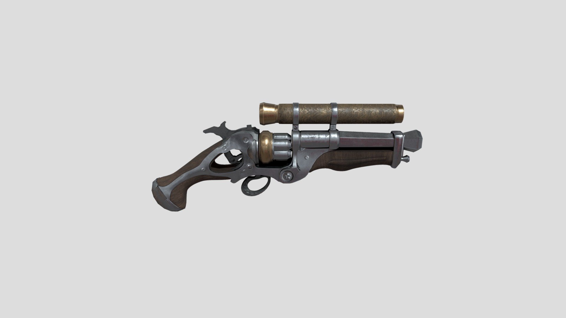 Steampunk revolver - 3D model by swiftbl4de [8621868] - Sketchfab