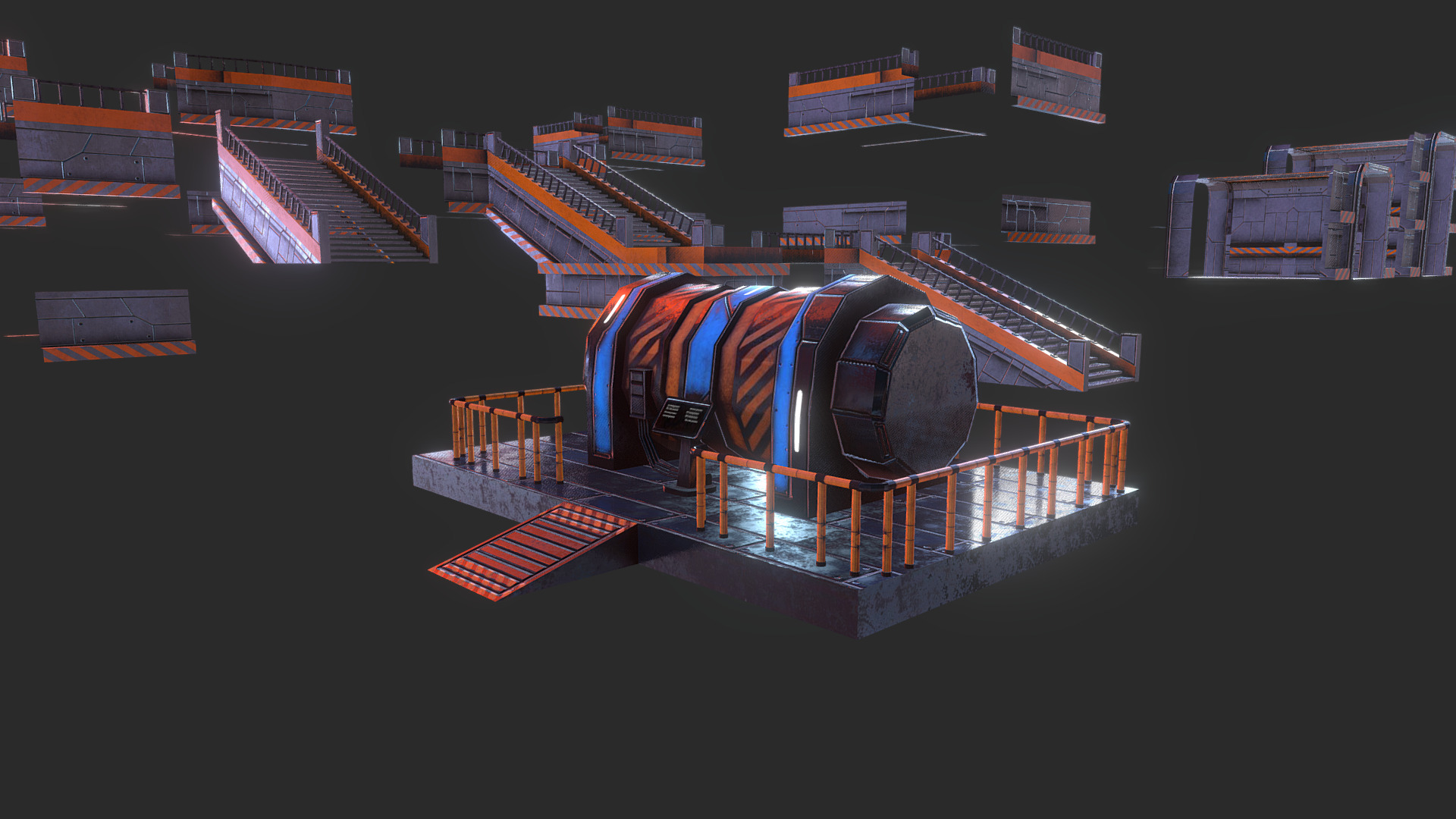 Top Down Scifi Industrial platforms - Download Free 3D model by R-LAB ...