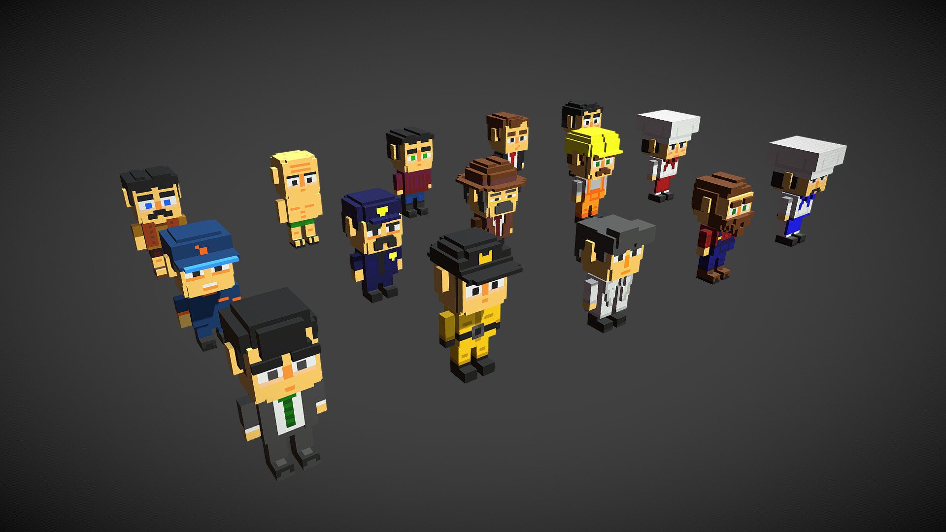 Pack 1 - Professional Characters Voxel - - Buy Royalty Free 3D model by ...