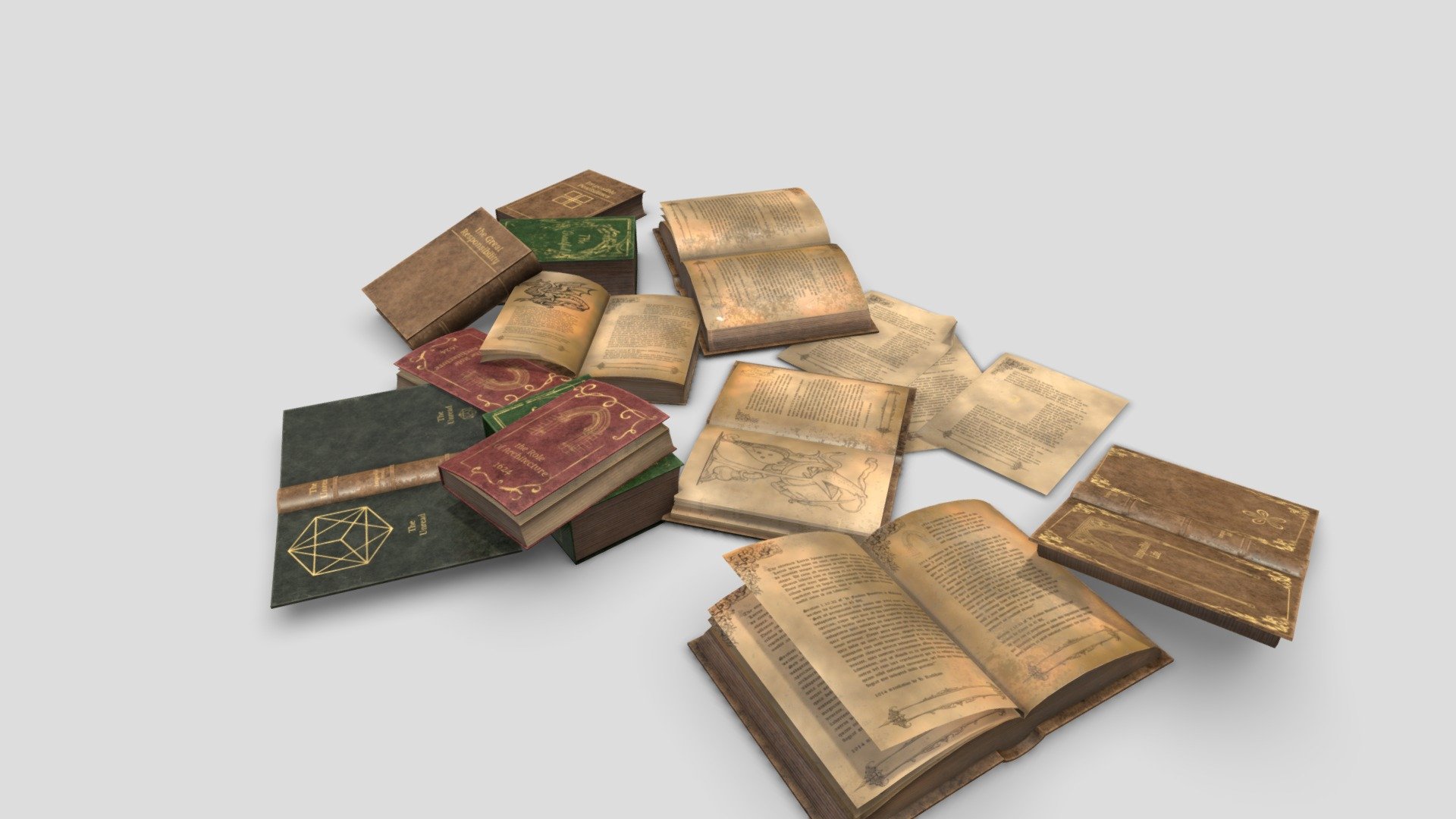 Old medieval Books - PBR 4k textures Game Ready - Buy Royalty Free 3D ...