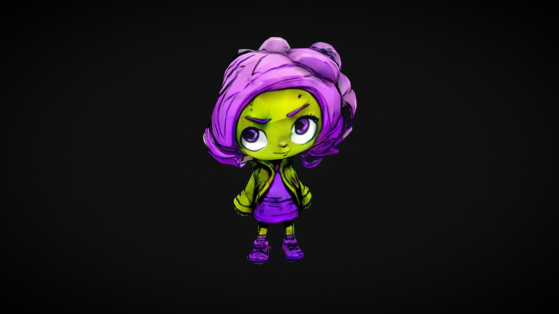 "Purple Cartoon Character with Happy Violet Eyes - Download Free 3D ...