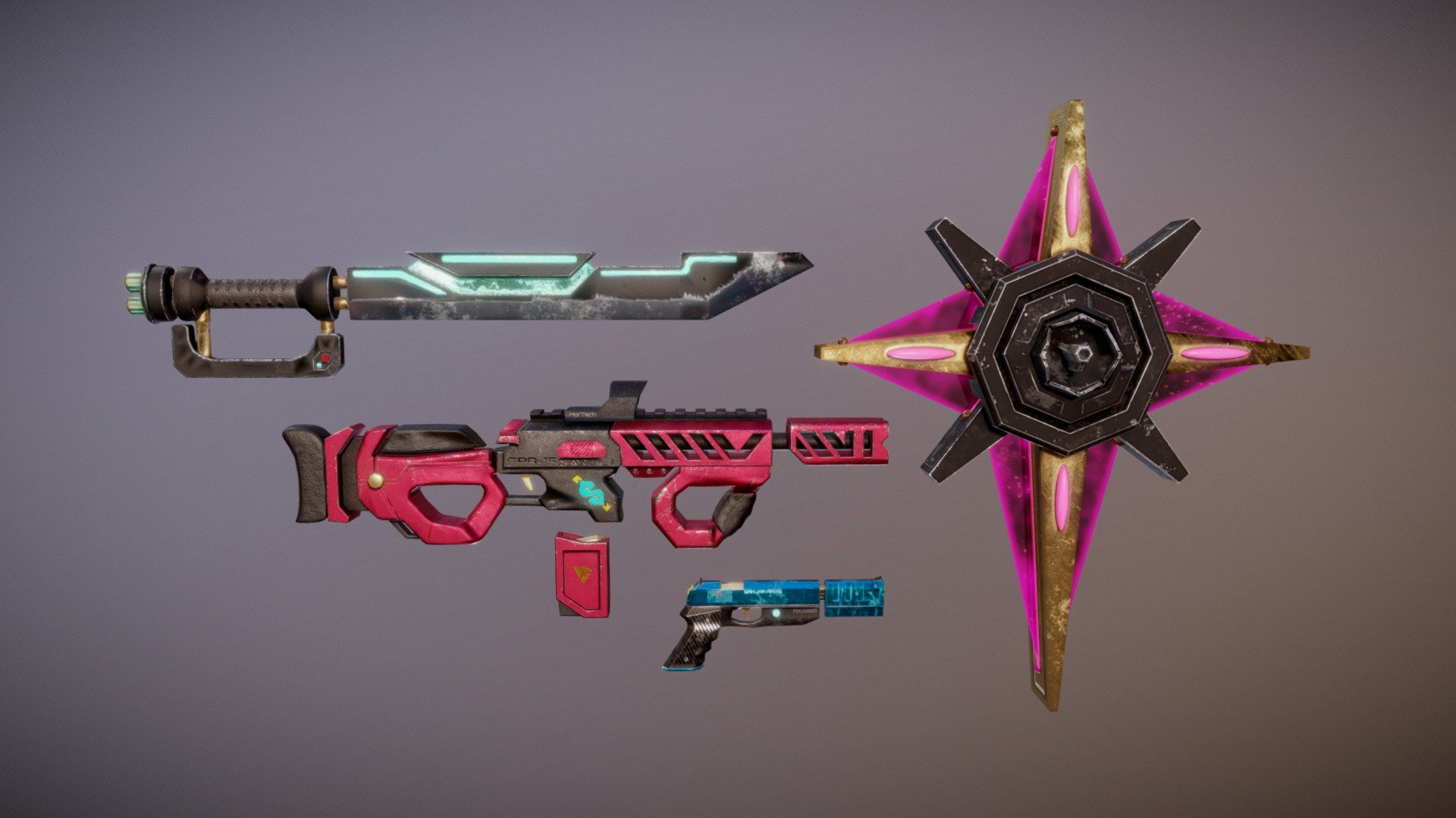 Cyberpunk Weapon Pack - 3D model by SolGladio [863aebf] - Sketchfab