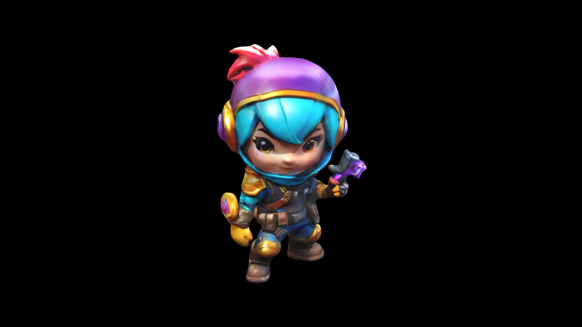 "Battledome Warrior with Blue Hair and Gold Boot - Download Free 3D ...