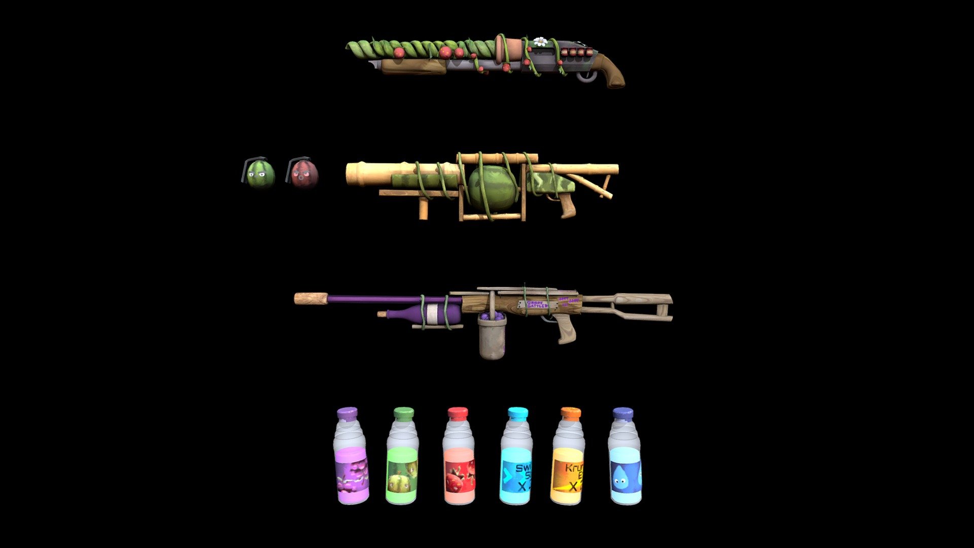 Fruit Guns And Ammo - 3D model by JL (@Bluescreen1) [865b75a] - Sketchfab