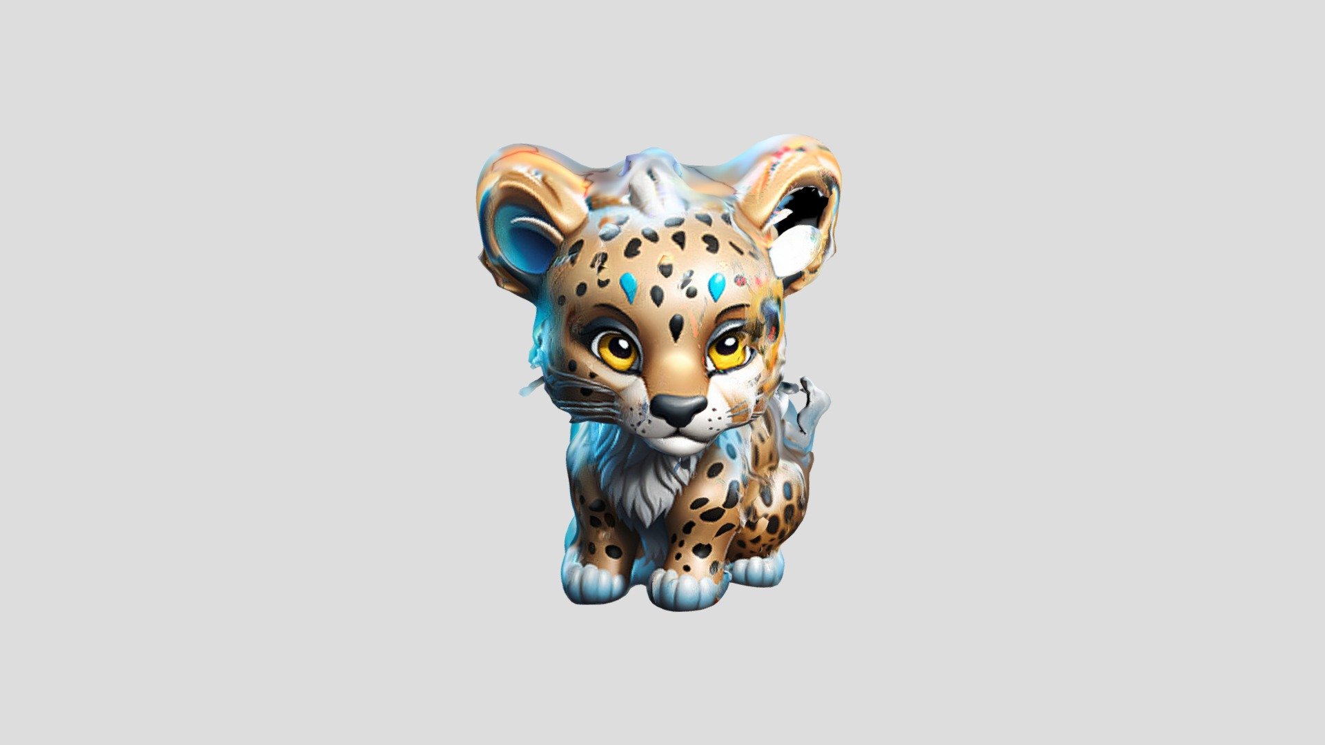 Cute Leopard Cub A small, black and white leo - Download Free 3D model ...