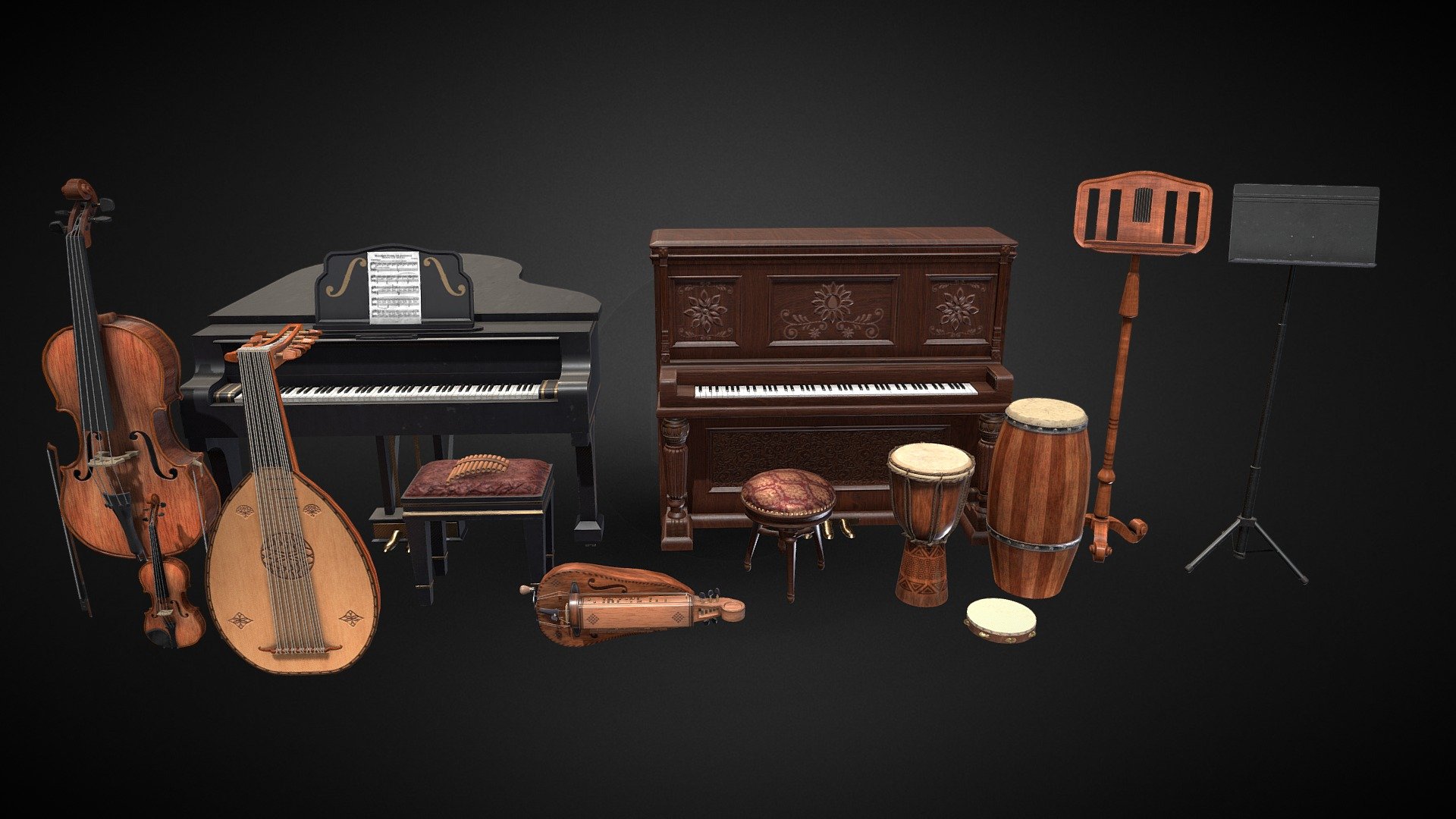 Musical Instruments - 3D model by Smoggybeard [86a6e24] - Sketchfab