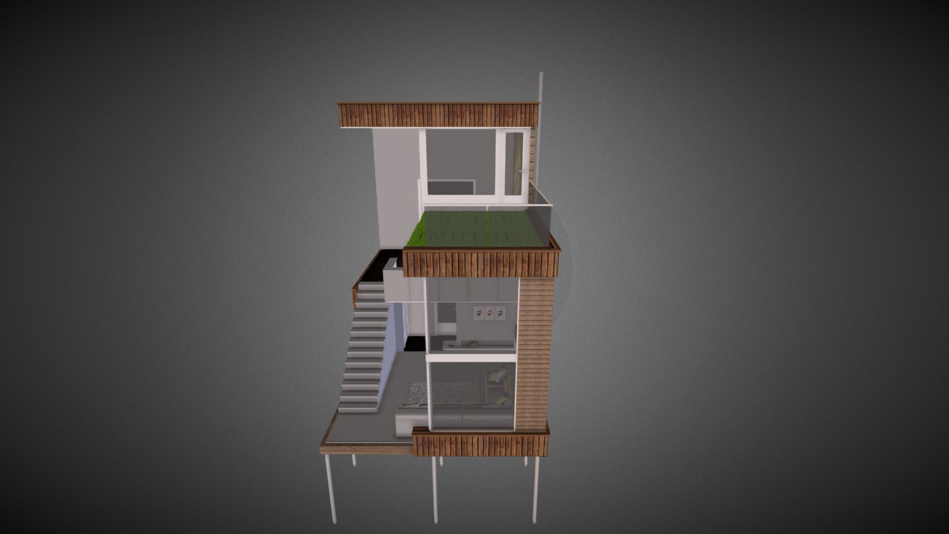 modern cottage - 3D model by ArtDubovik [86a94f7] - Sketchfab