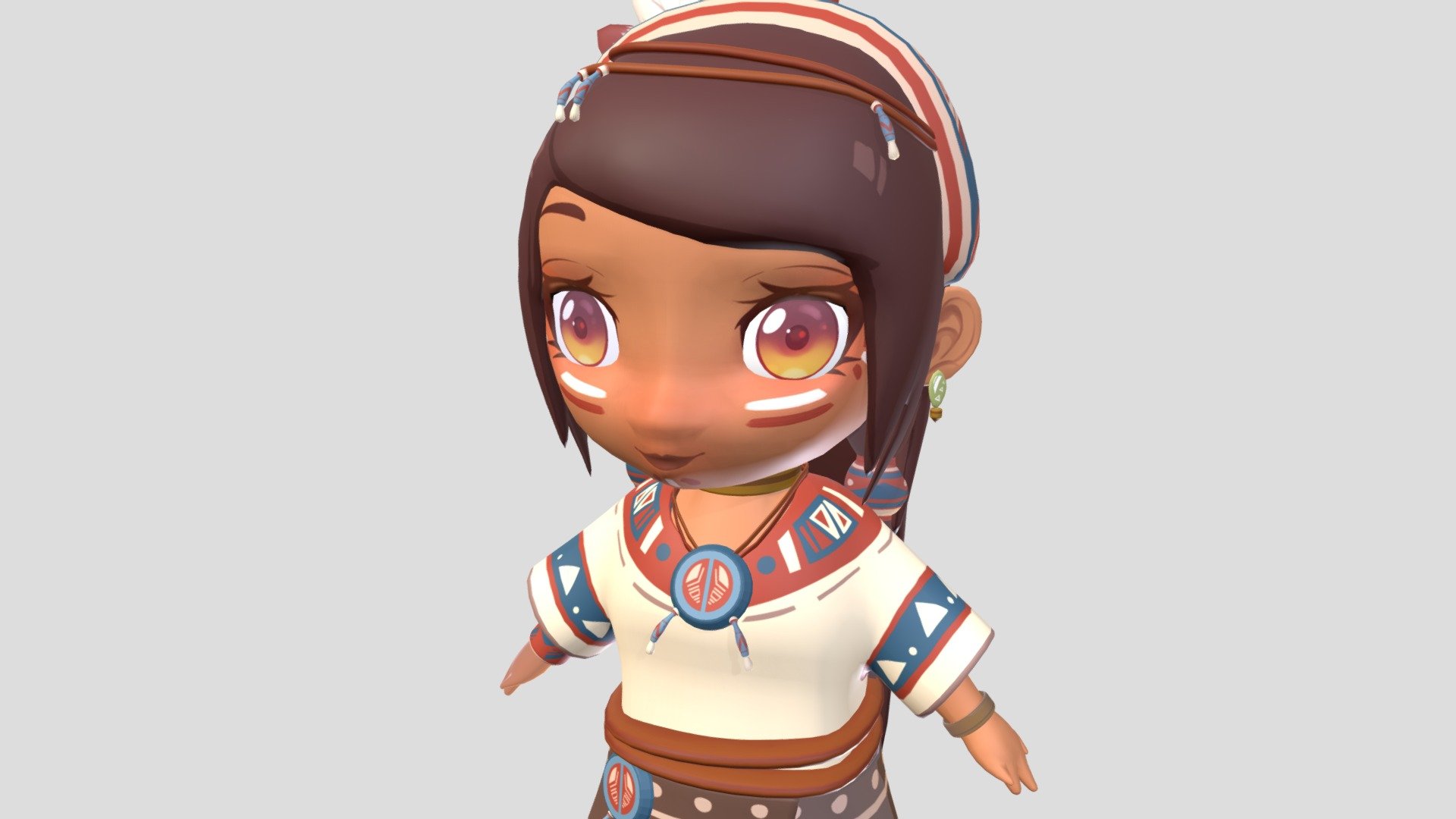 Red Indian Chibi - 3D model by Aishah Muzammil (@aishahmzl) [86b44b7 ...