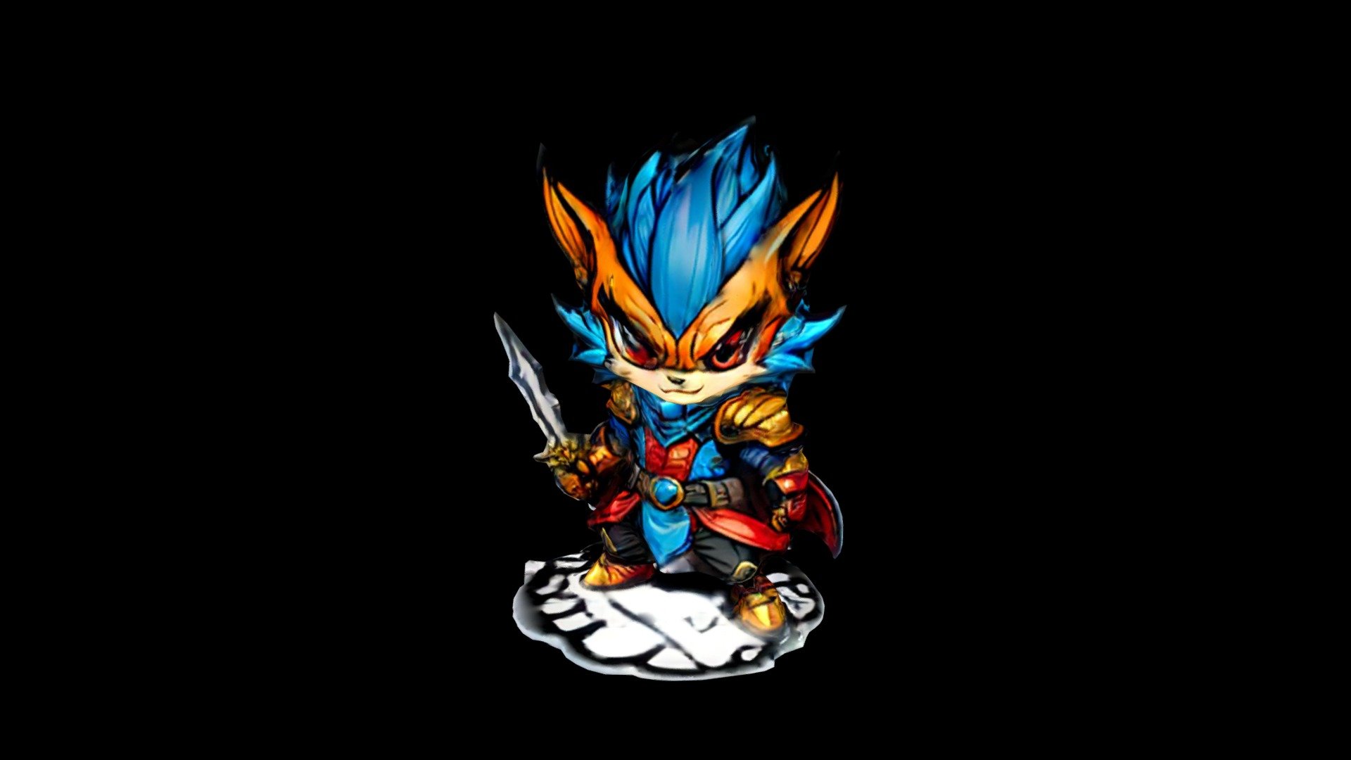A chibi style character with blue and orange fur - Download Free 3D ...
