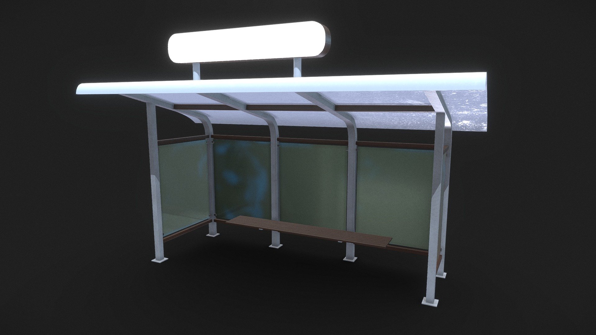 City bus stop - PBR Low-poly - 3D model by Dennis (@mdk2040) [86b88b8 ...