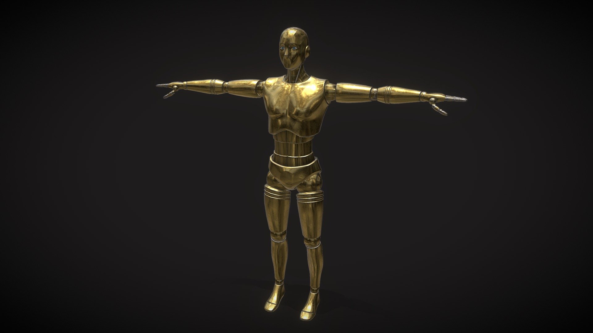 Gold Robot Man - 3D model by AlekRazum [86d516b] - Sketchfab