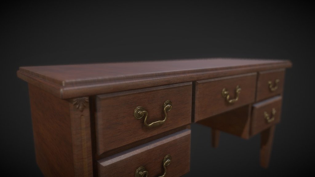 Polished Wooden Desk - 3D model by Michael Harris (@dmotion) [86dbe7e ...