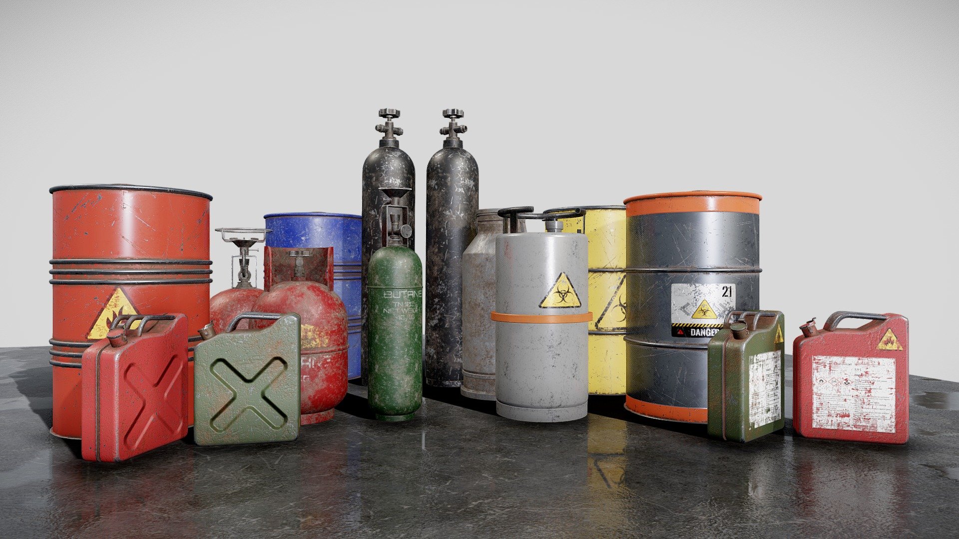 Gas Cylinders and Metal Containers Pack - Buy Royalty Free 3D model by ...