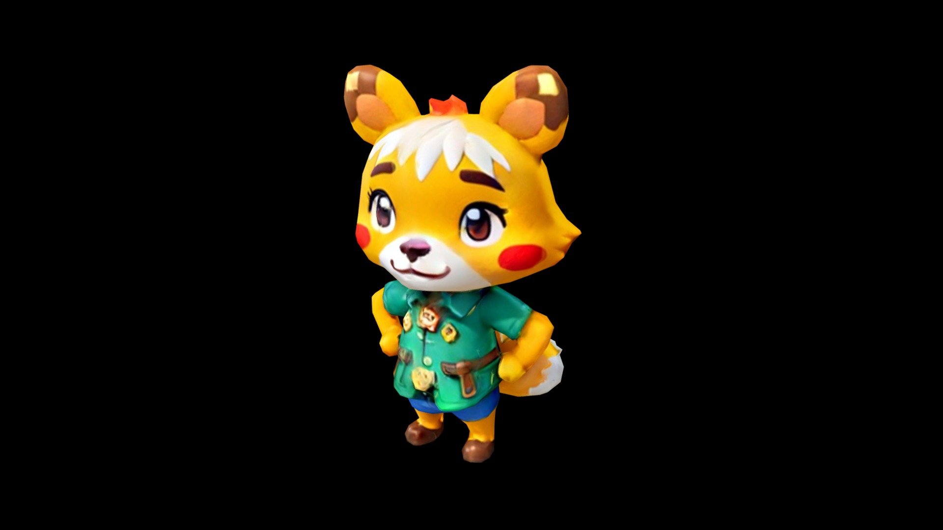 A 3D animal character with a yellow fox body, wh - Download Free 3D ...