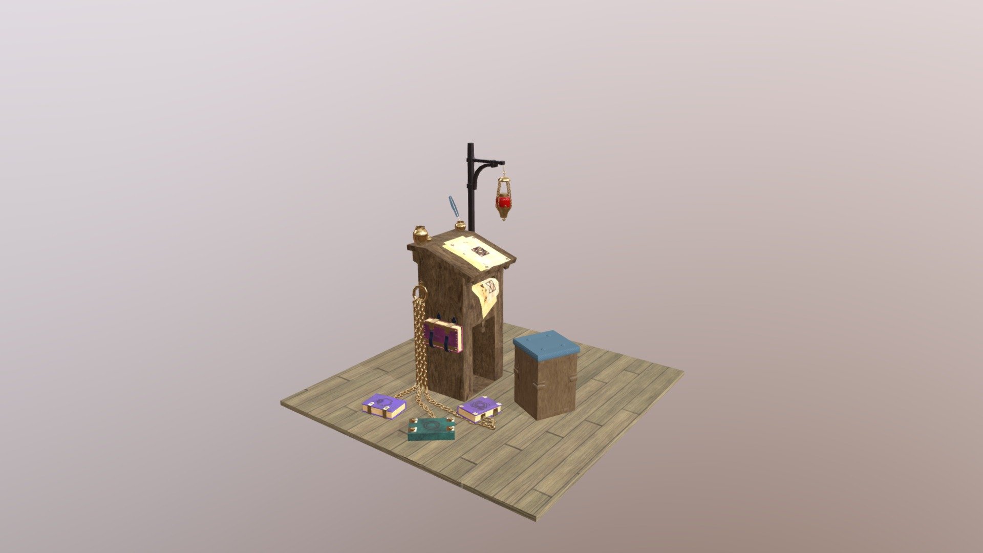 Lectern with Books Week4 - 3D model by CaleySanchez [86fb720] - Sketchfab