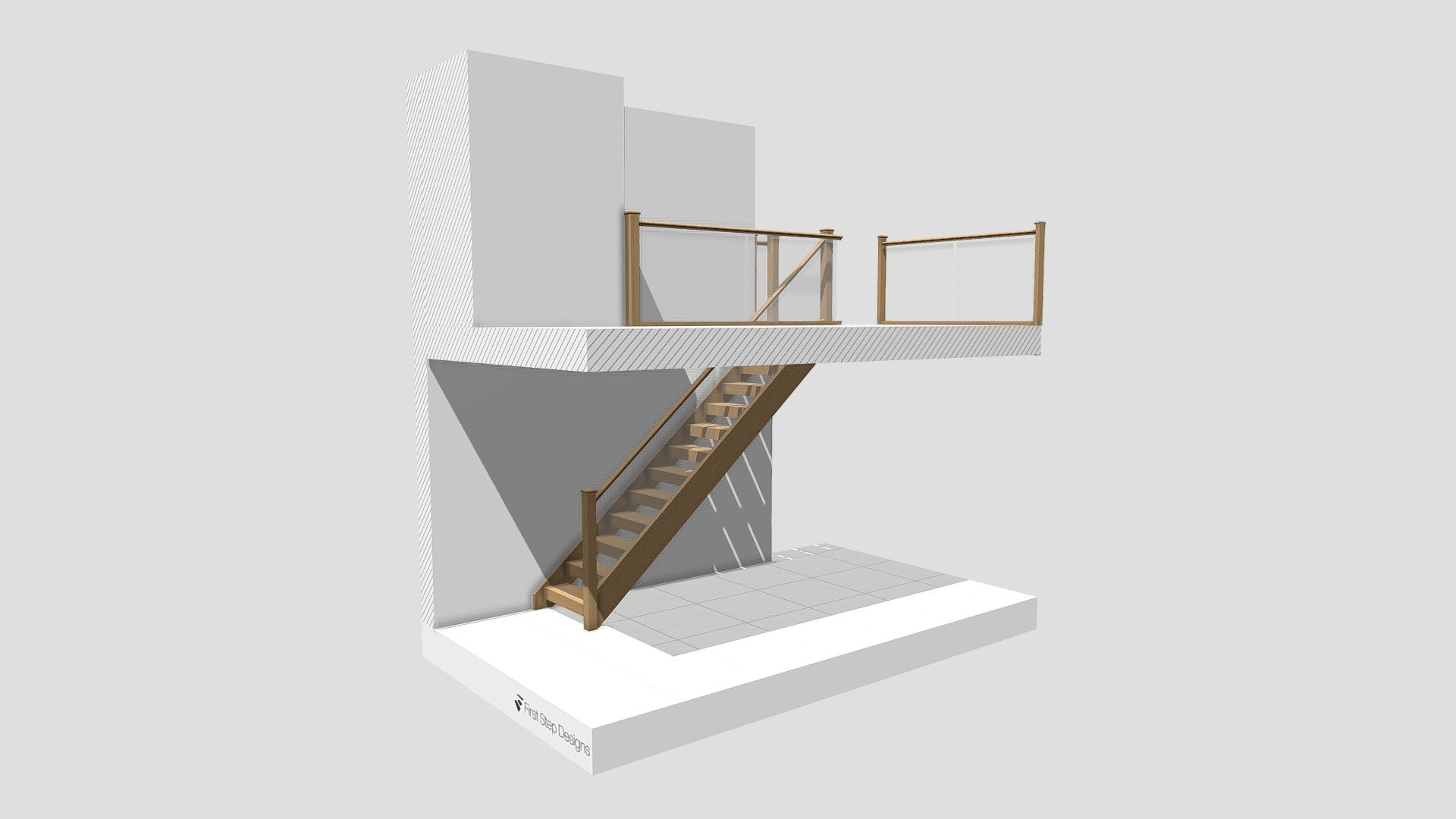 Welch New Staircase design - Download Free 3D model by First Step ...