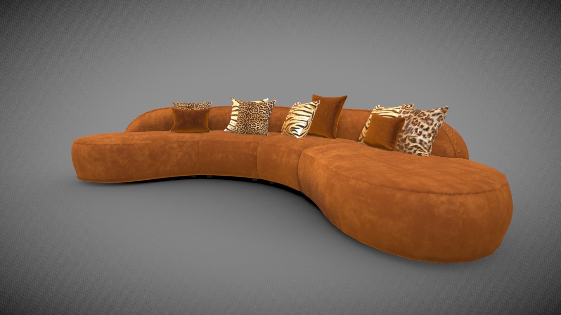 Curved velvet sofa / couch - Buy Royalty Free 3D model by Braingapps ...