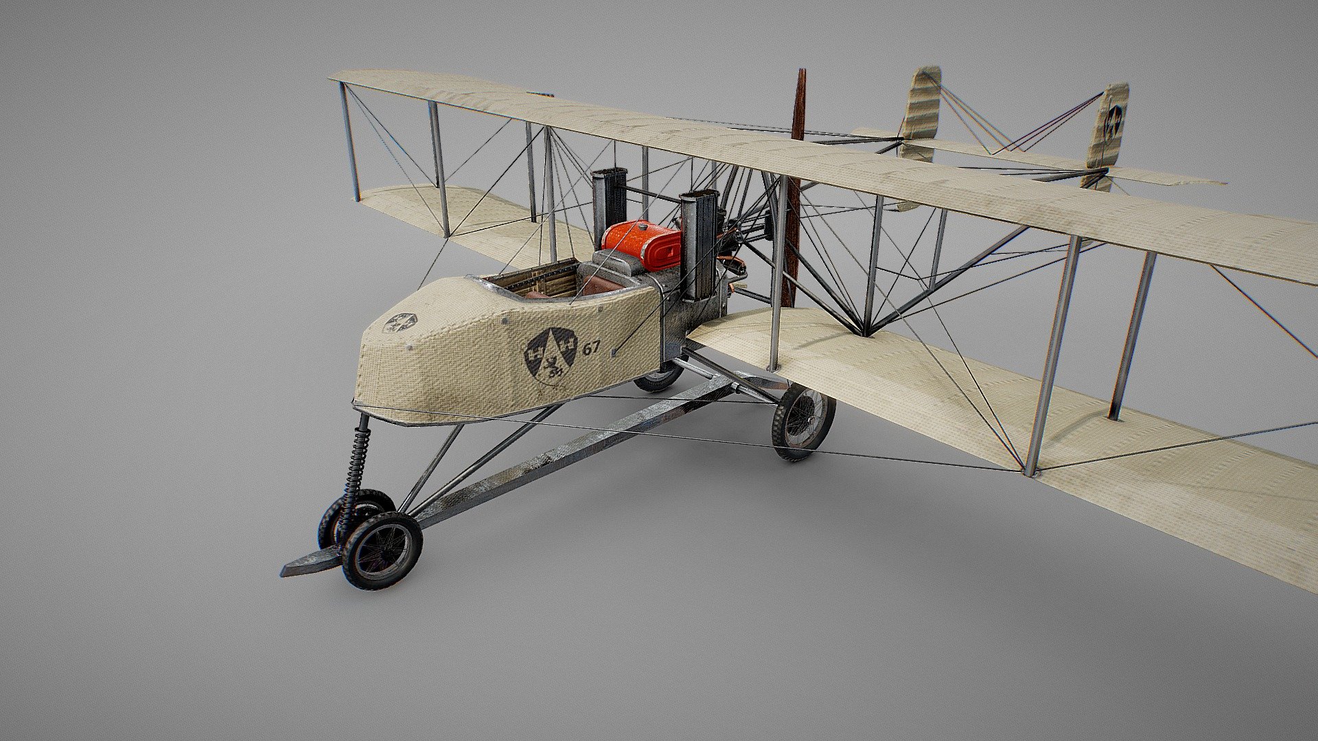 Sanchez Besa 80hp - Biplane recreation - Download Free 3D model by ...