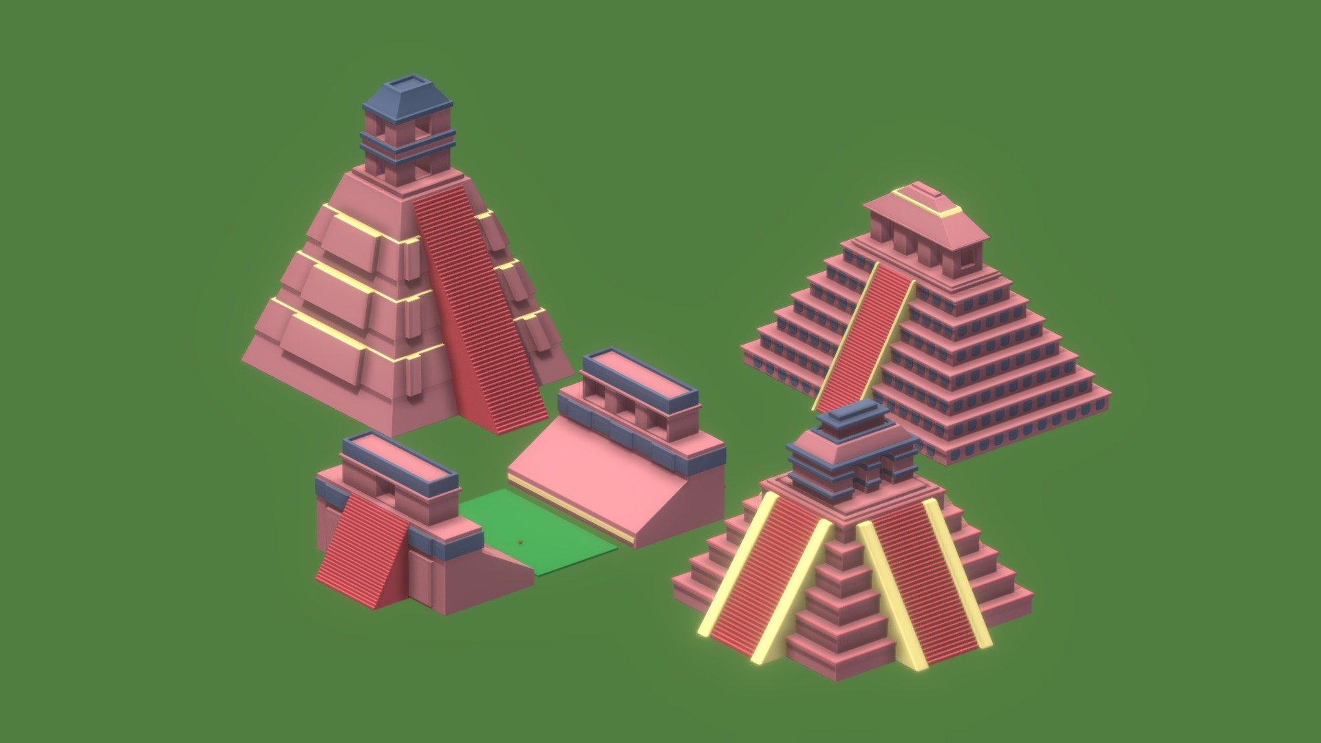 4 Mayan buildings culture - Buy Royalty Free 3D model by cpineda3d ...