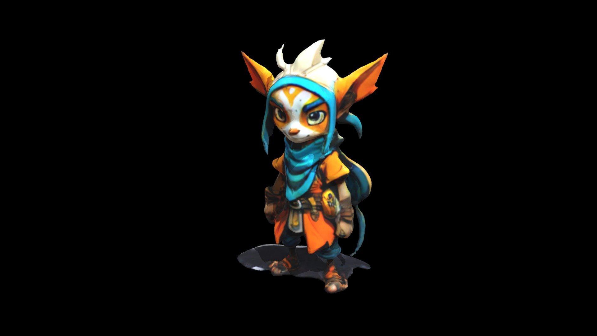 a cartoon character with a blue scarf around - Download Free 3D model ...