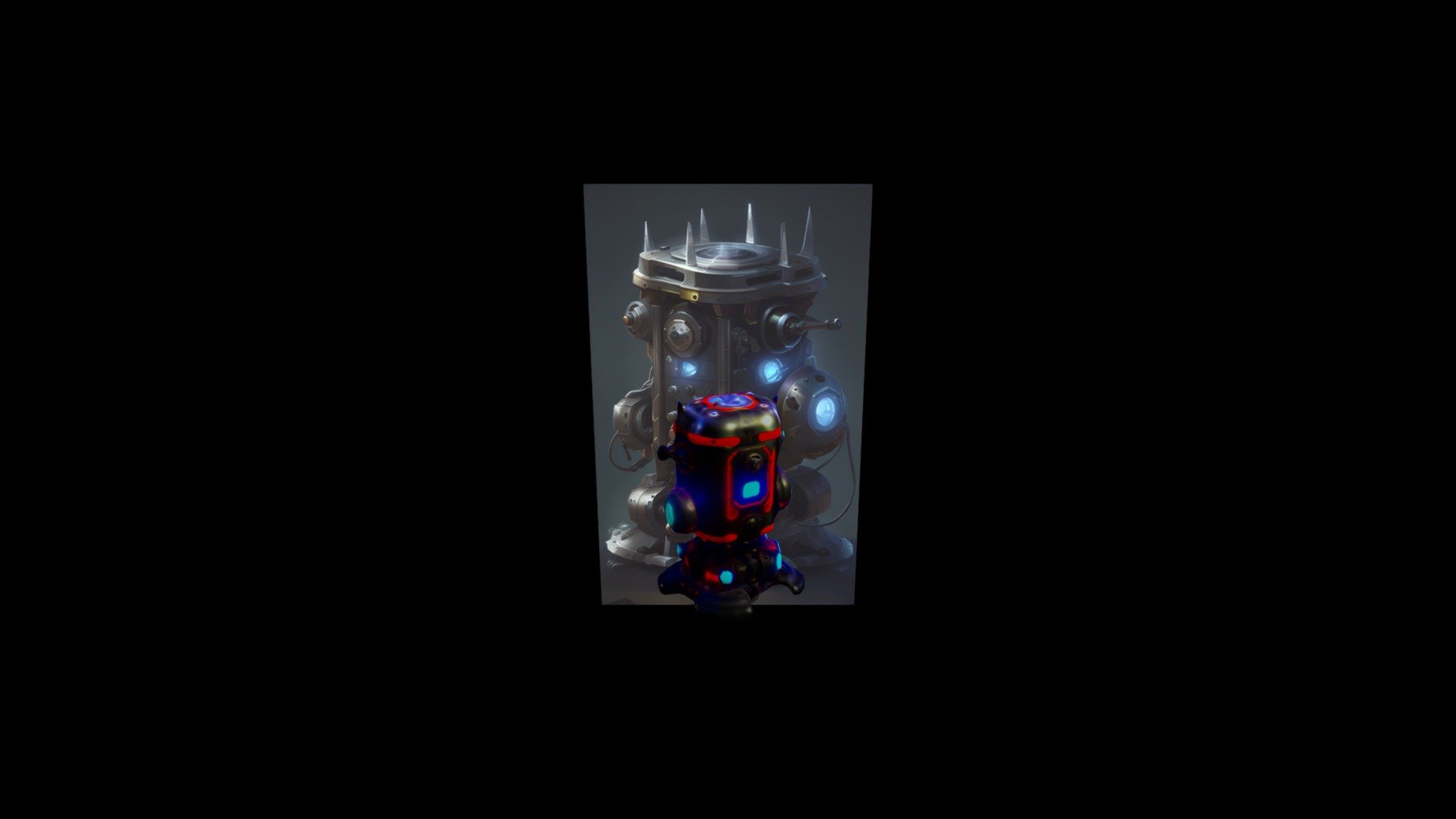 "Steampunk Robot Tower with Blue Lights" A ta - Download Free 3D model ...