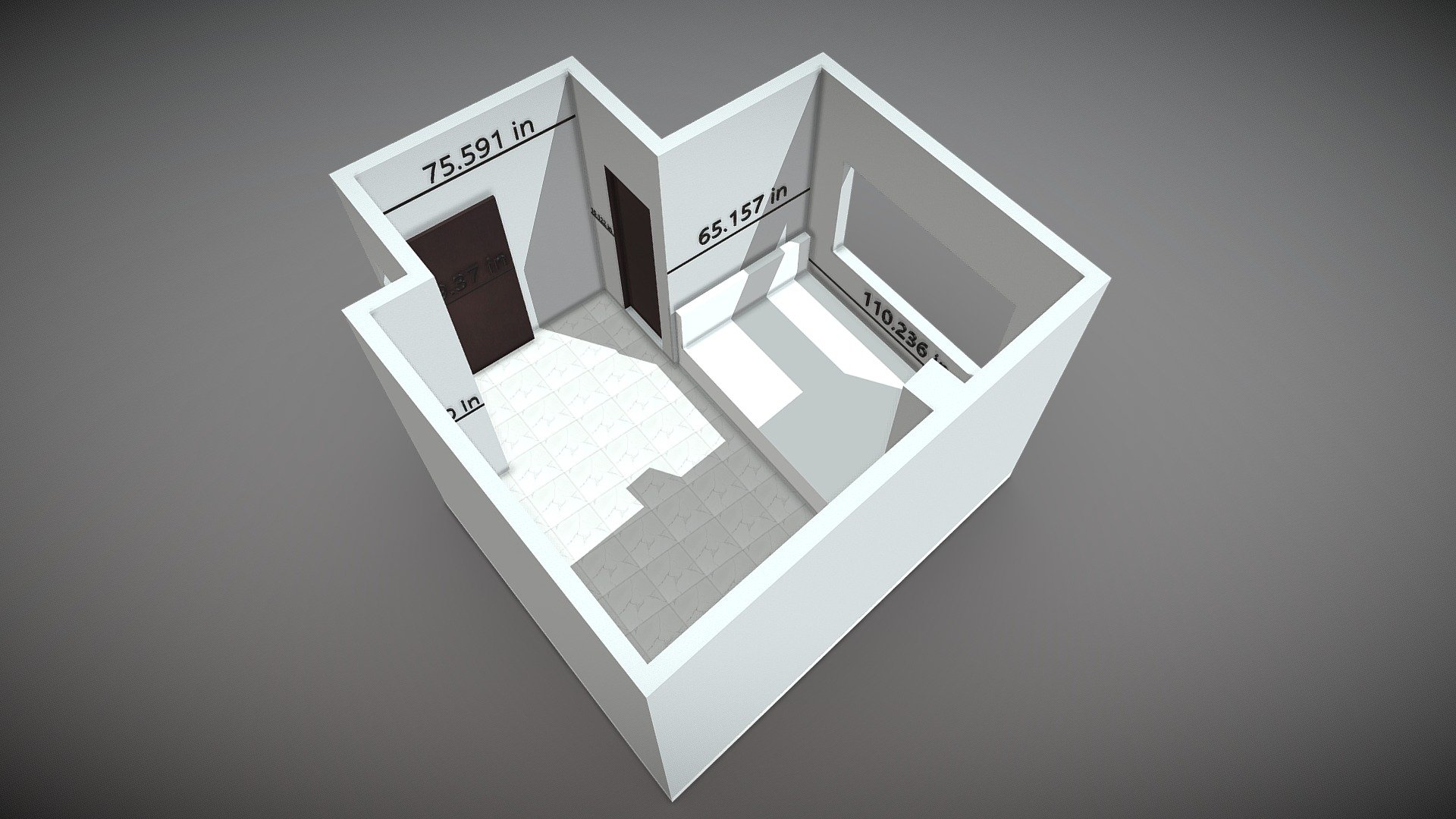 Big Room w Measurements (Double Bed) - 3D model by Rumman [876d2f0 ...