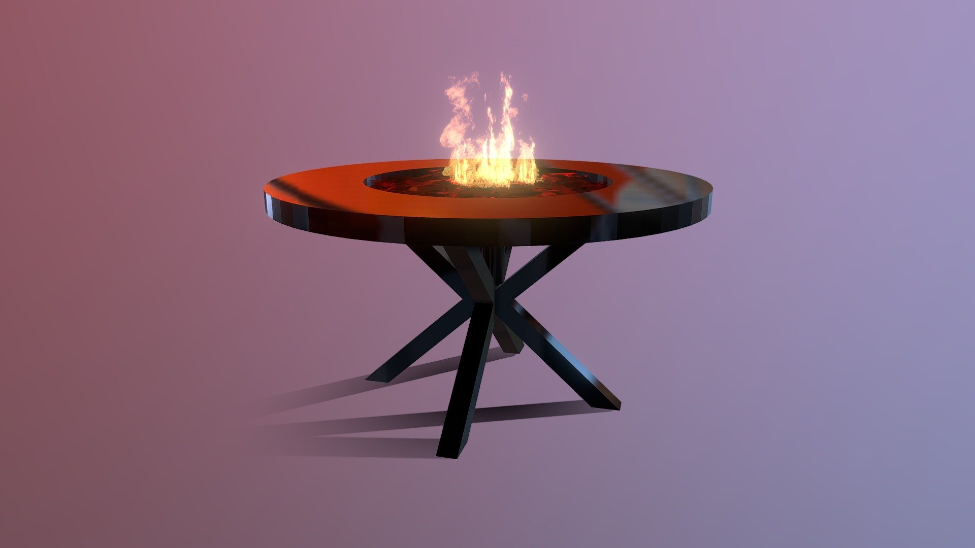 Round Red Fire Table - Hidden Components - Download Free 3D model by ...
