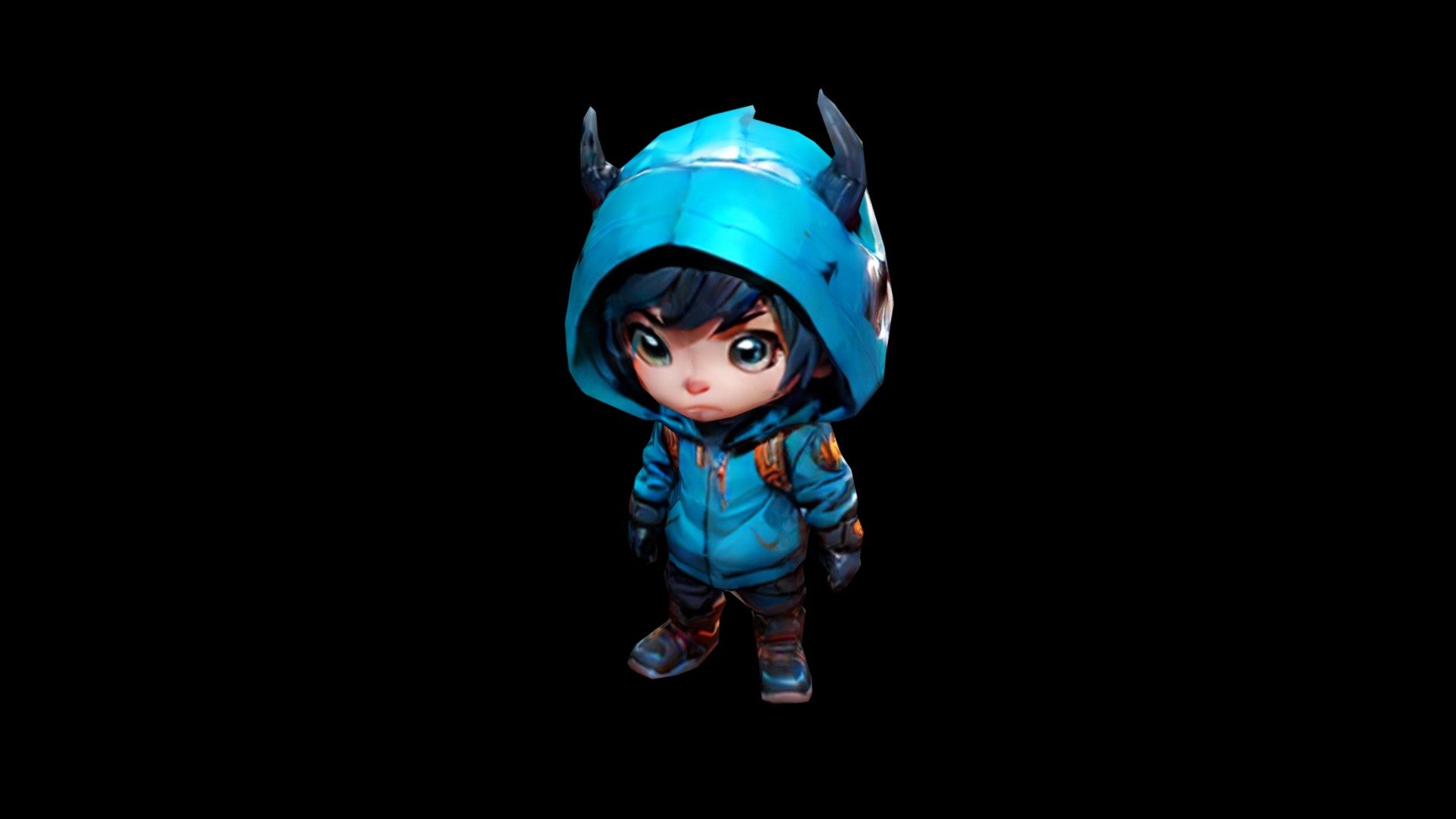 An animated character with blue horns and a hood - Download Free 3D ...