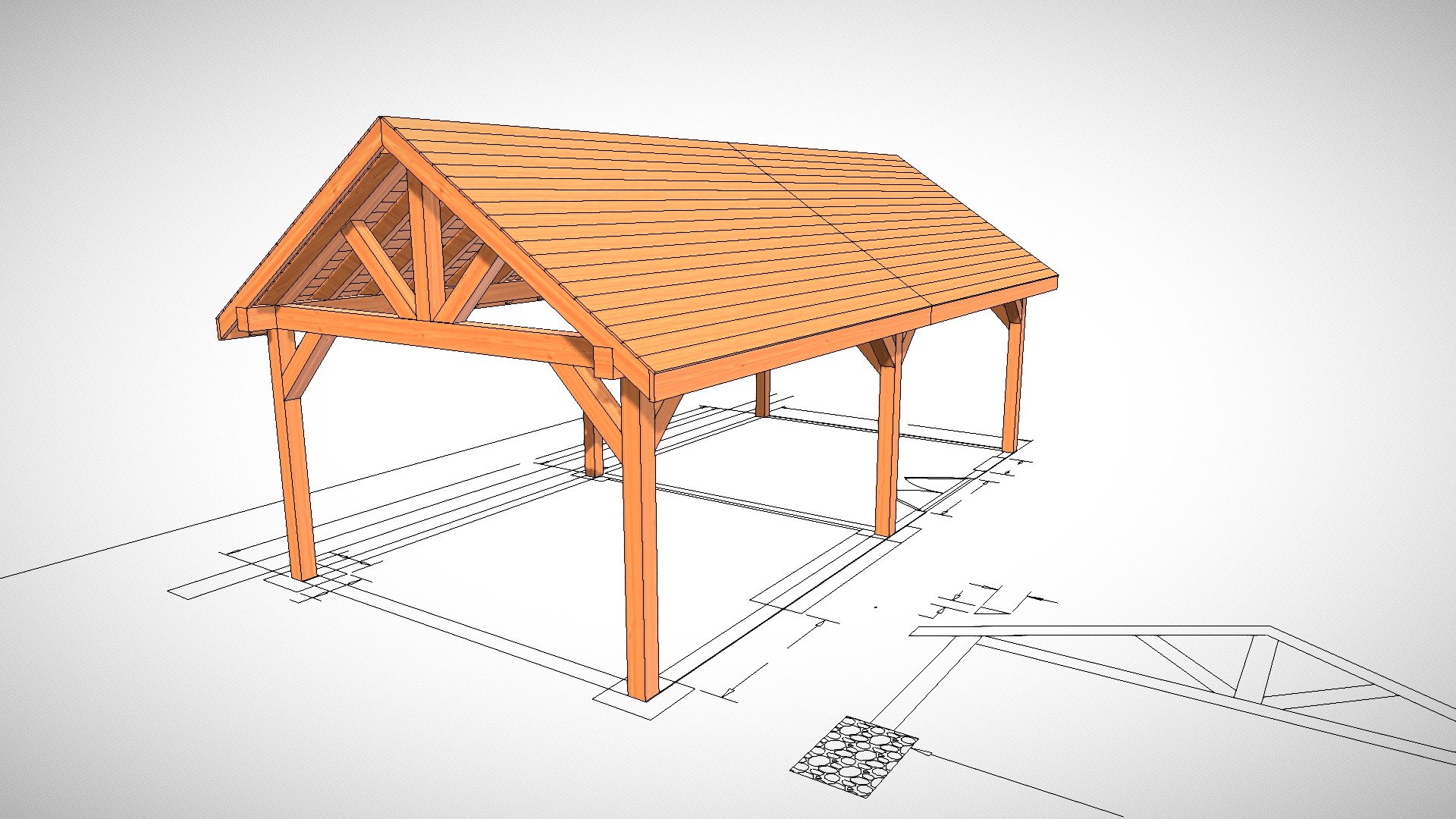 Custom Pavilion Project thick timber - 3D model by Forever Redwood ...