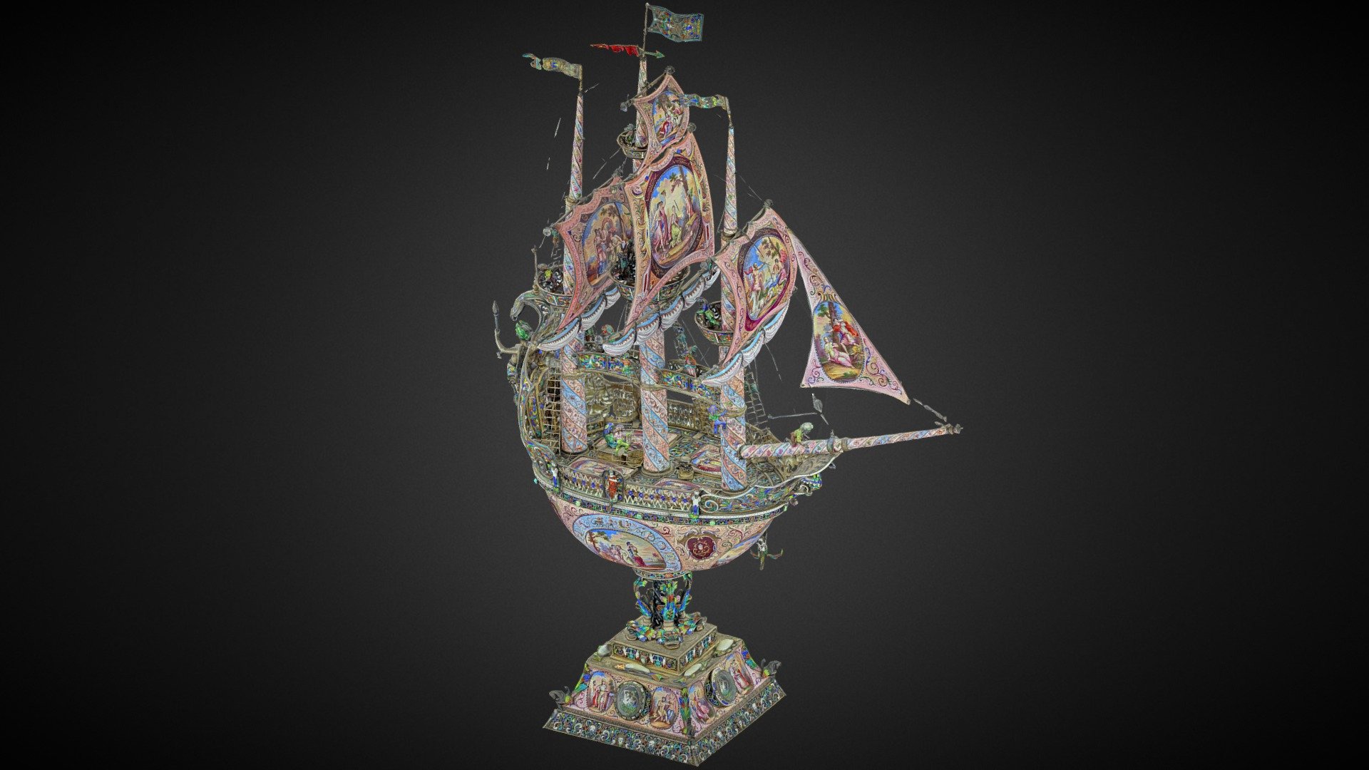 19th Century Viennese silver & enamel nef ship - Buy Royalty Free 3D ...