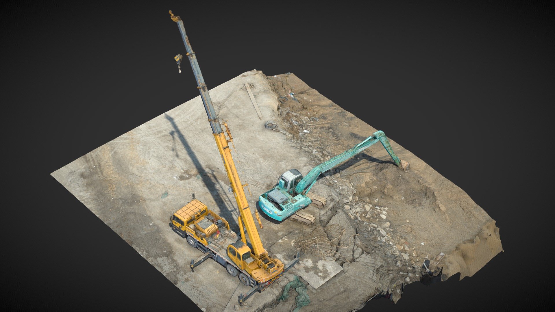 Crane, excavator, wharf, construction site - Download Free 3D model by ...