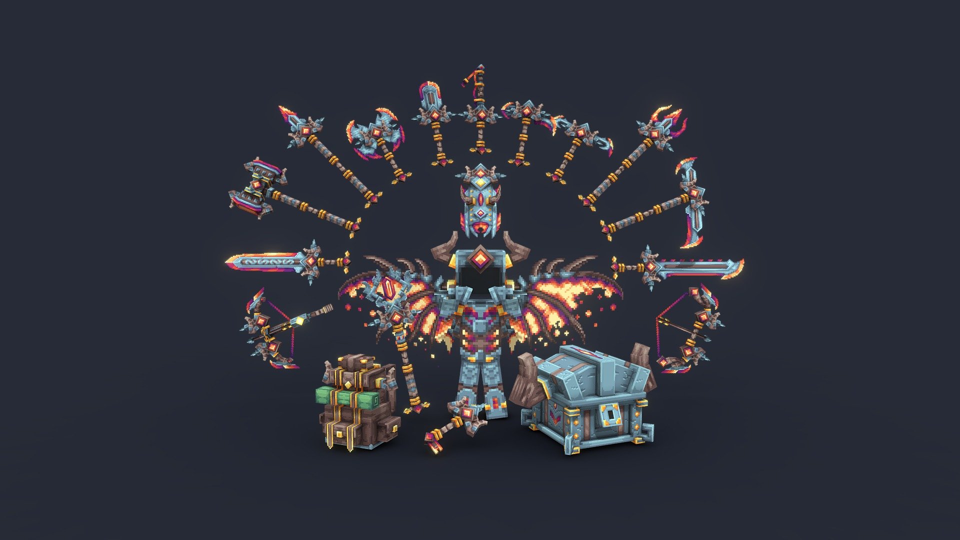 Demon Edge Weapons, Tools & Cosmetics Set - 3D model by Polygony ...