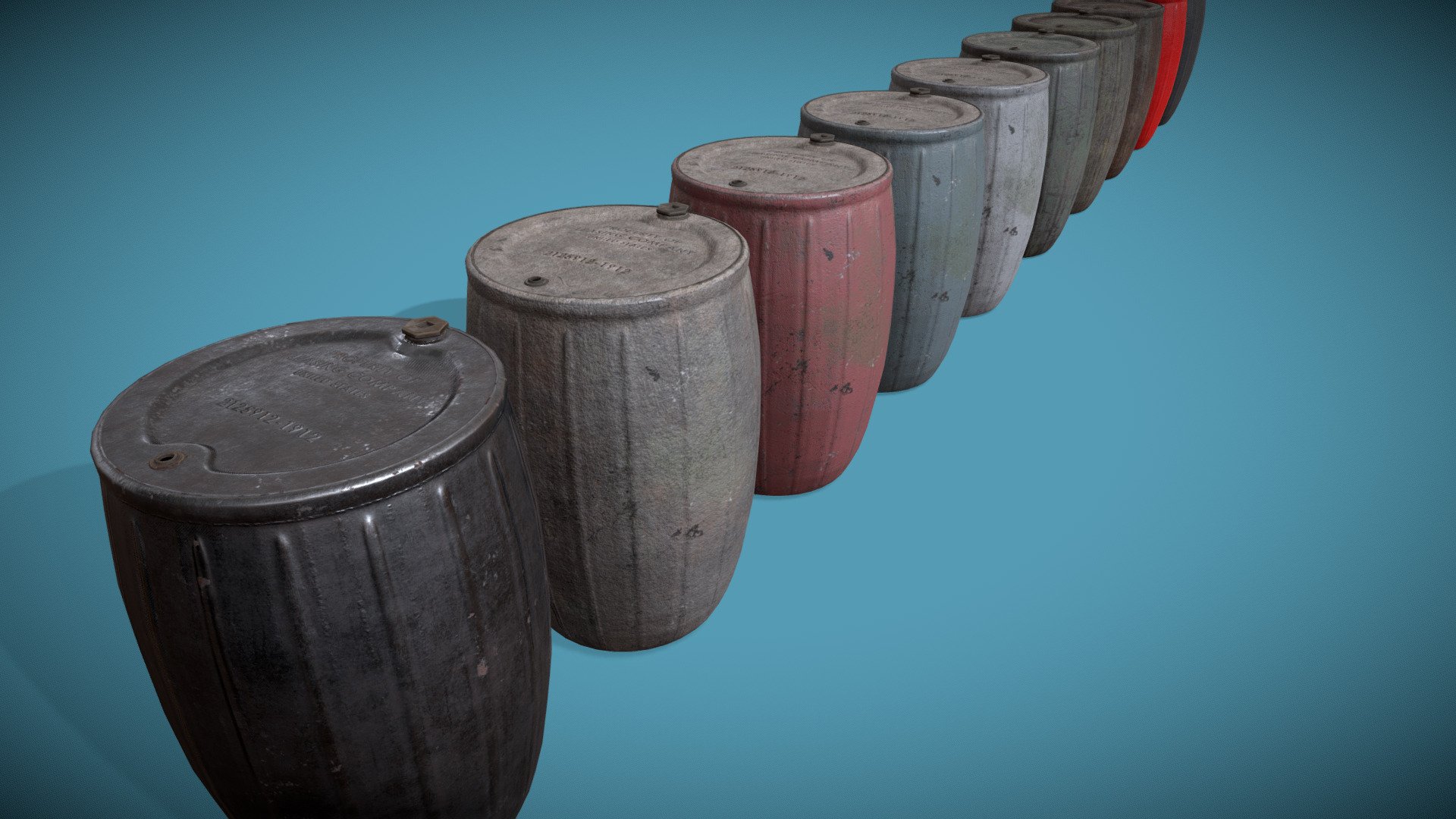 Early 1900s Steel 55 Gallon Oil Barrel - Buy Royalty Free 3D model by ...